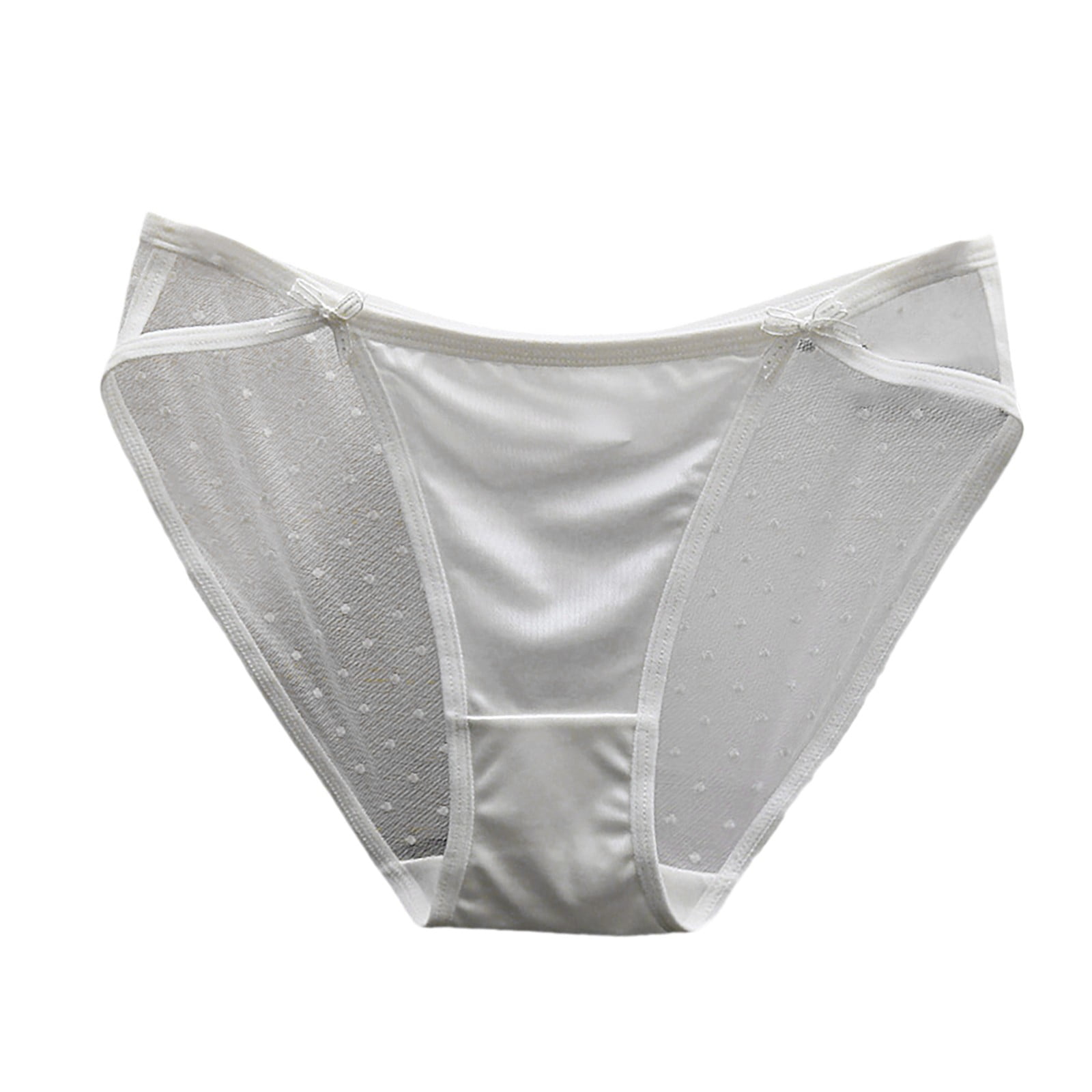 vigerkar Women Silky Satin Panties Mesh Lace Briefs Underwear Low Rise Plus Size Panty Silky ...