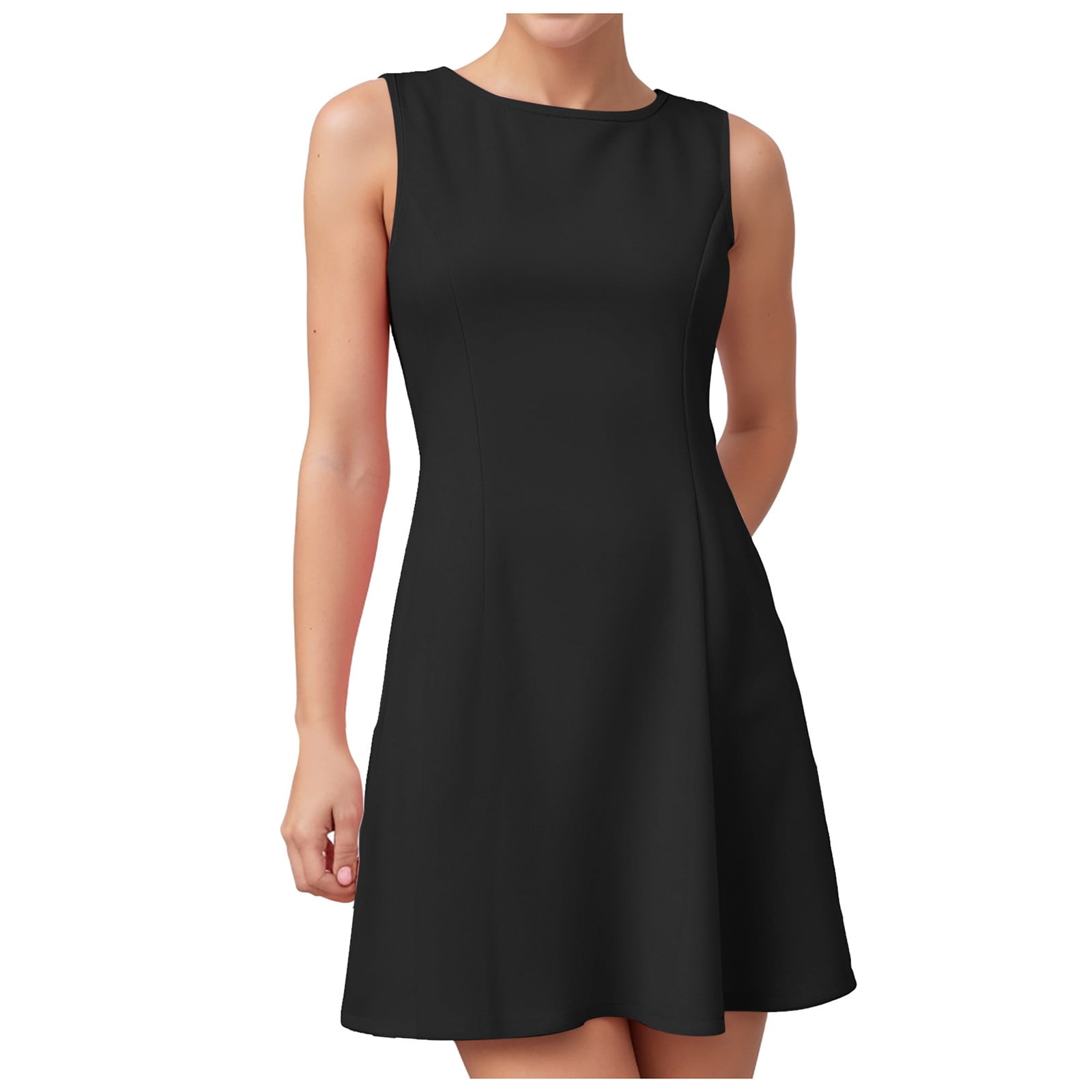 vigerkar Women's 2025 Summer Sleeveless Tank Mini Dresses Crew Neck A Line Flare Party Short ...