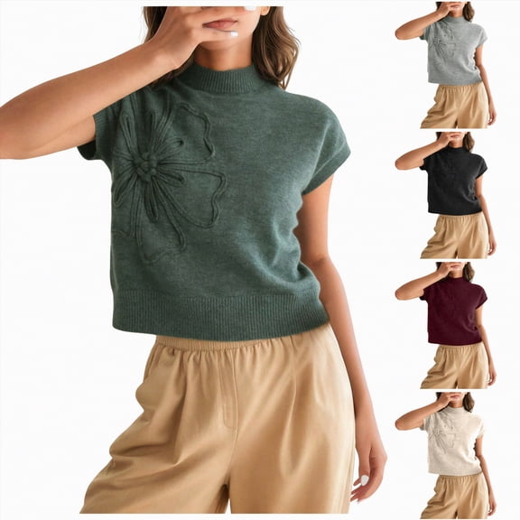 PRETTYGARDEN Women's Spring Sweater Vest Trendy Flower Knit Short ...
