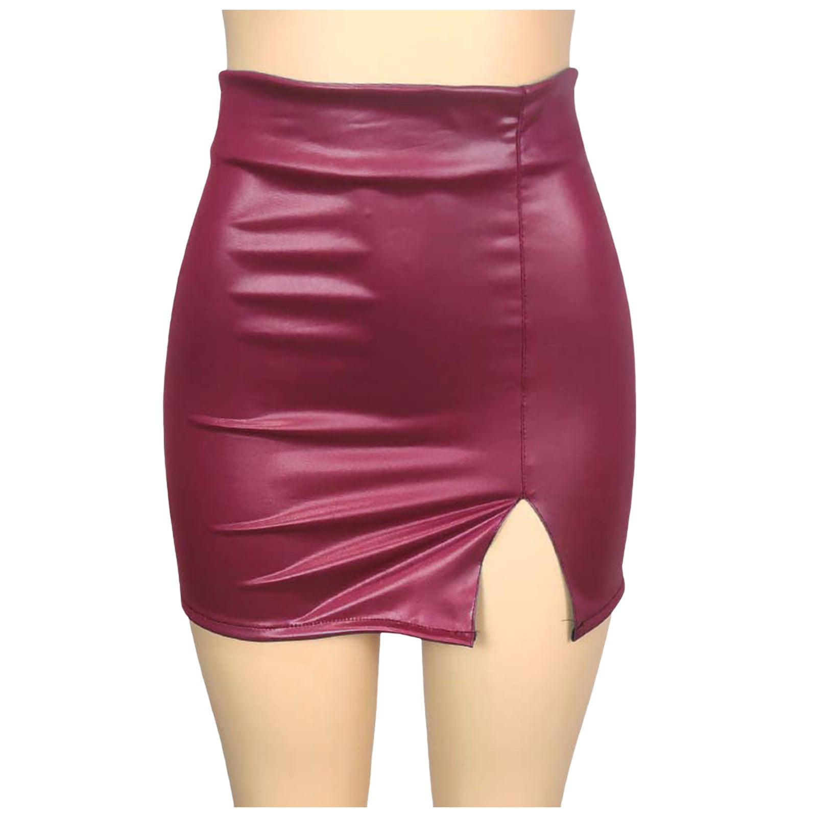 vigerkar Women's Faux Leather Skirt High Waist Tummy Control Bodycon ...