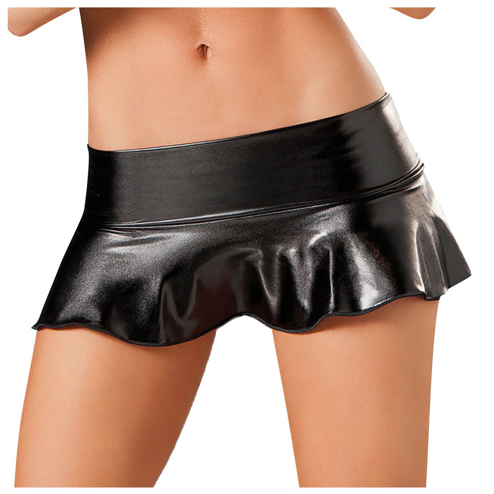 vigerkar Women’s Flirty Metallic Pleated Festival Ultra Micro-Mini Rave Skirt Black, L - Walmart.com