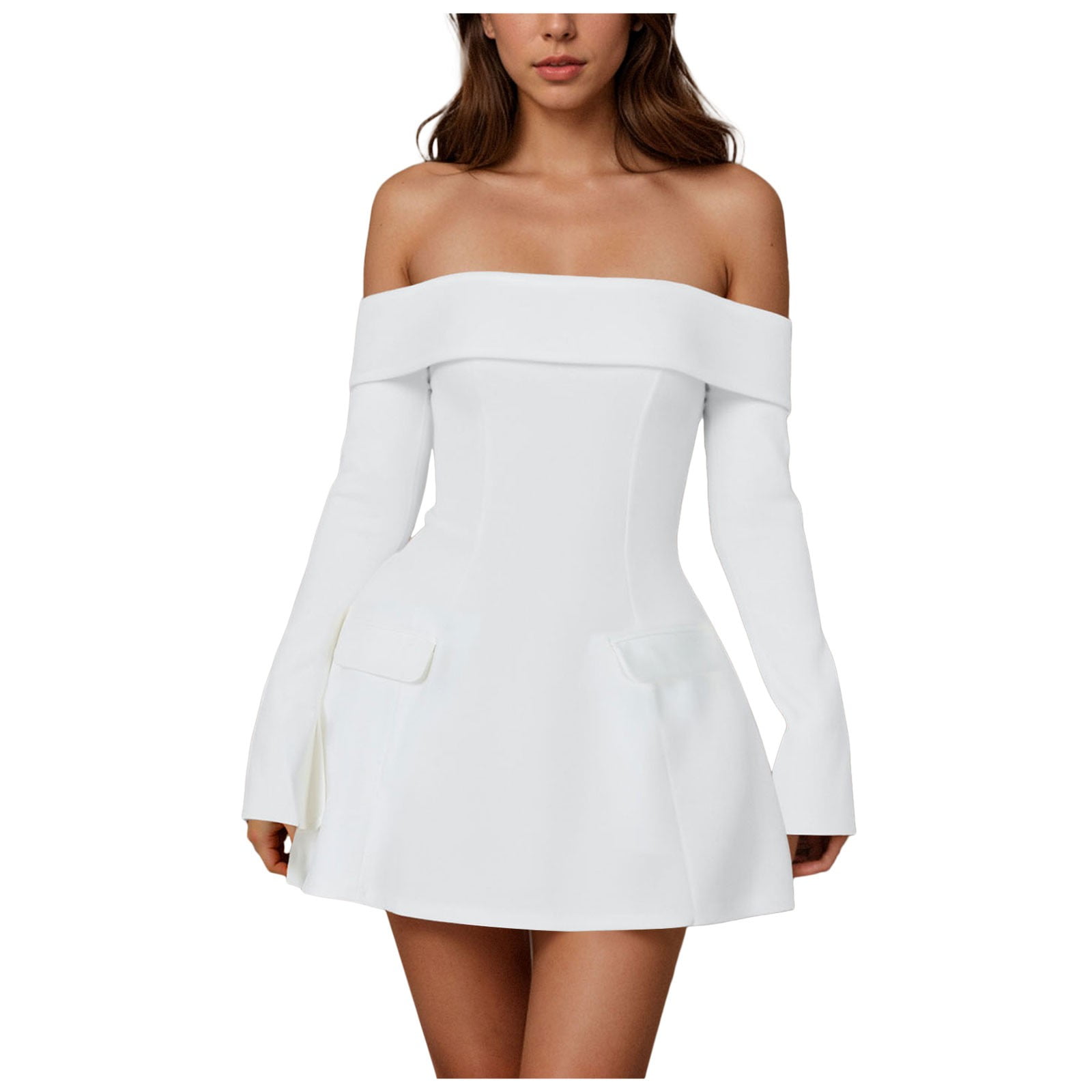 vigerkar Women's Sexy Bodycon Off The Shoulder Mesh Long Sleeve Elegant ...