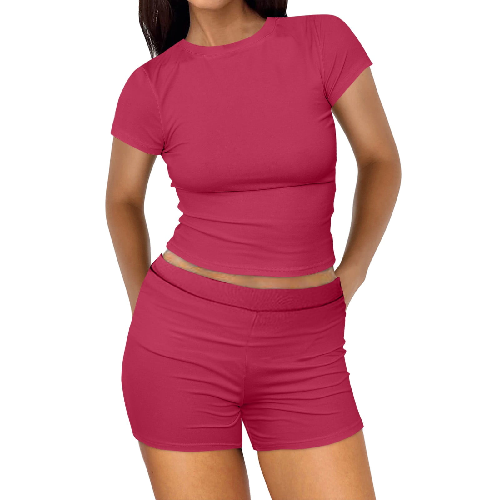 vigerkar Women's Summer 2 Piece Outfits Shorts Sets Matching Set Loungewear 2025 Brick Red, S ...