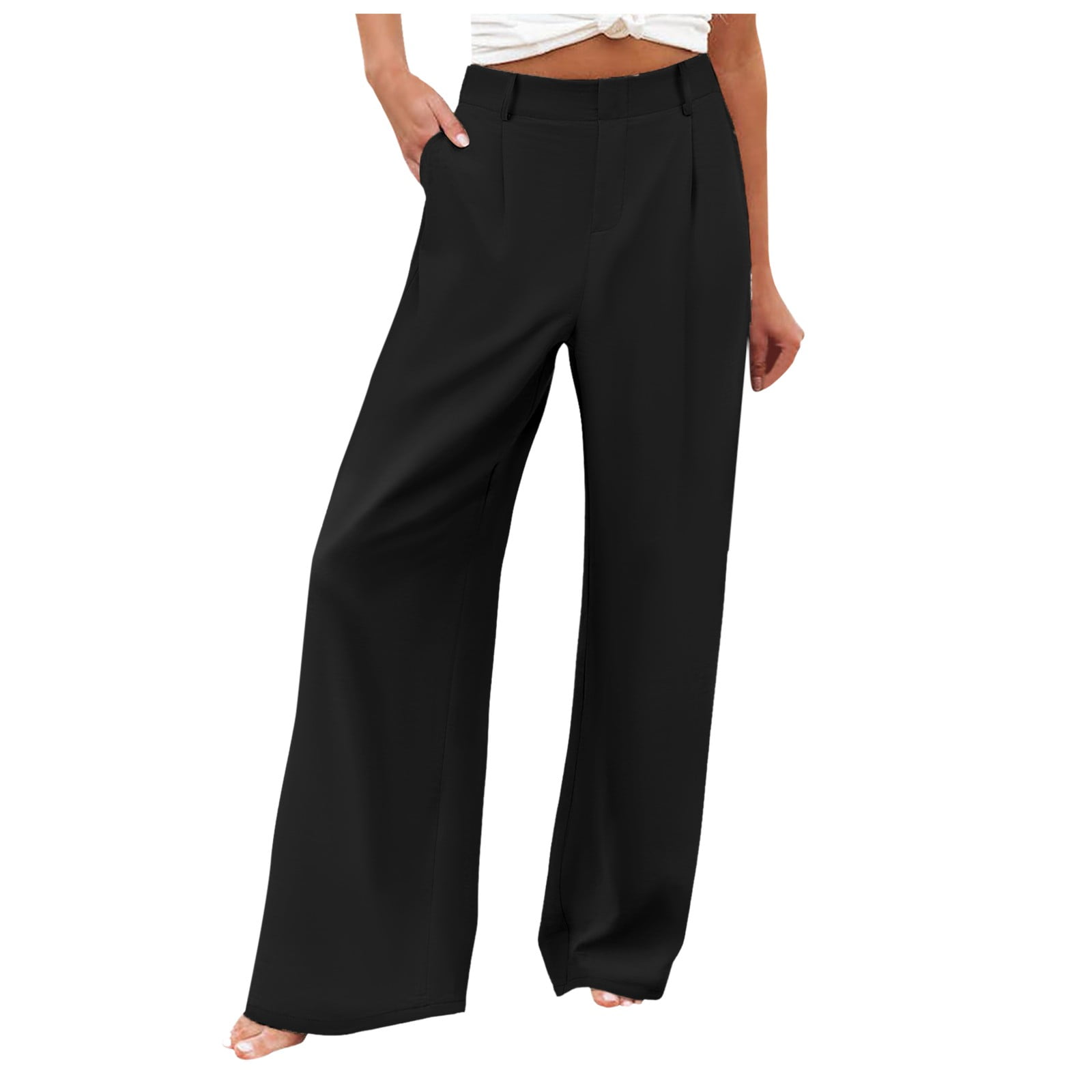 vigerkar Women's Wide Leg Pants High Waisted Waffle Knit Business ...