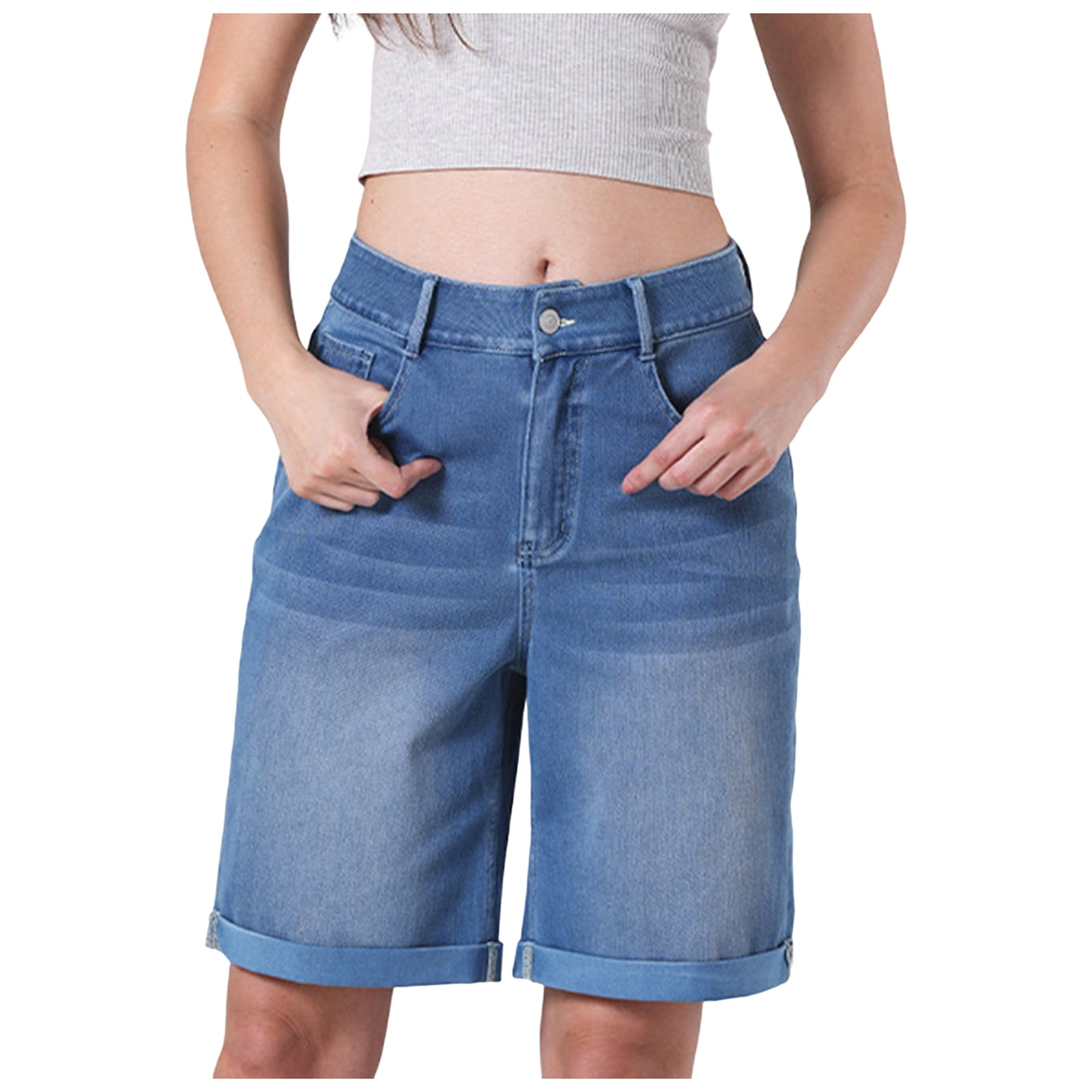 vigerkar Womens High Waisted Stretch Denim Bermuda Shorts 2026 Summer ...