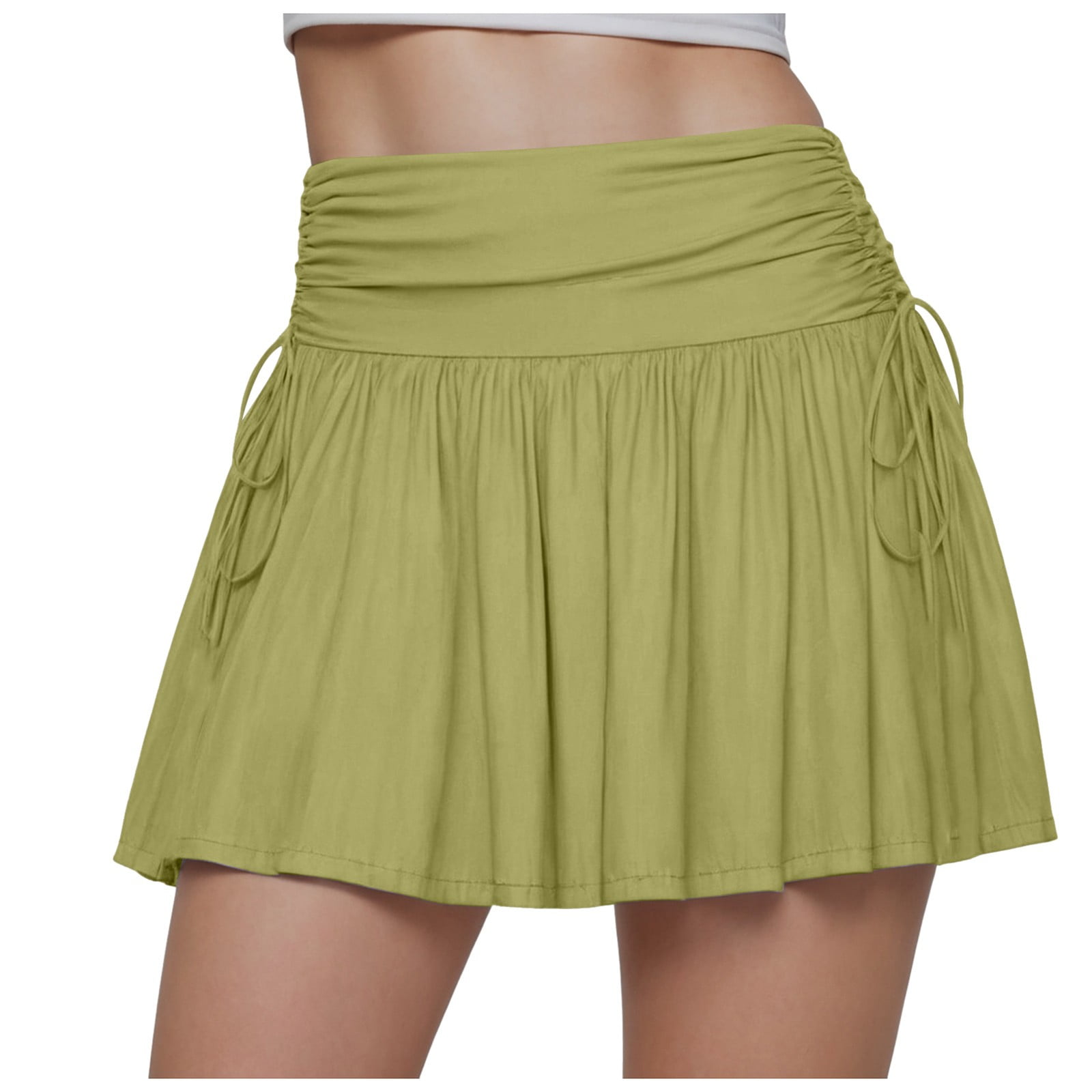 vigerkar Womens Pleated A-Line Mini Skirts with Shorts Y2k Drawstring ...