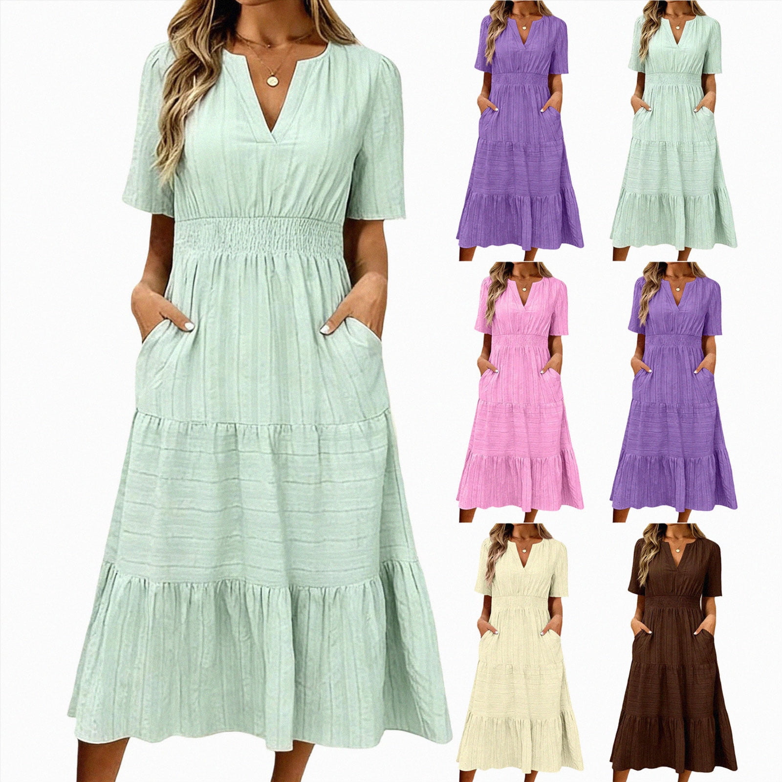 vigerkar Womens Summer 2026 Casual Midi Maxi Dresses Lightweight Short ...