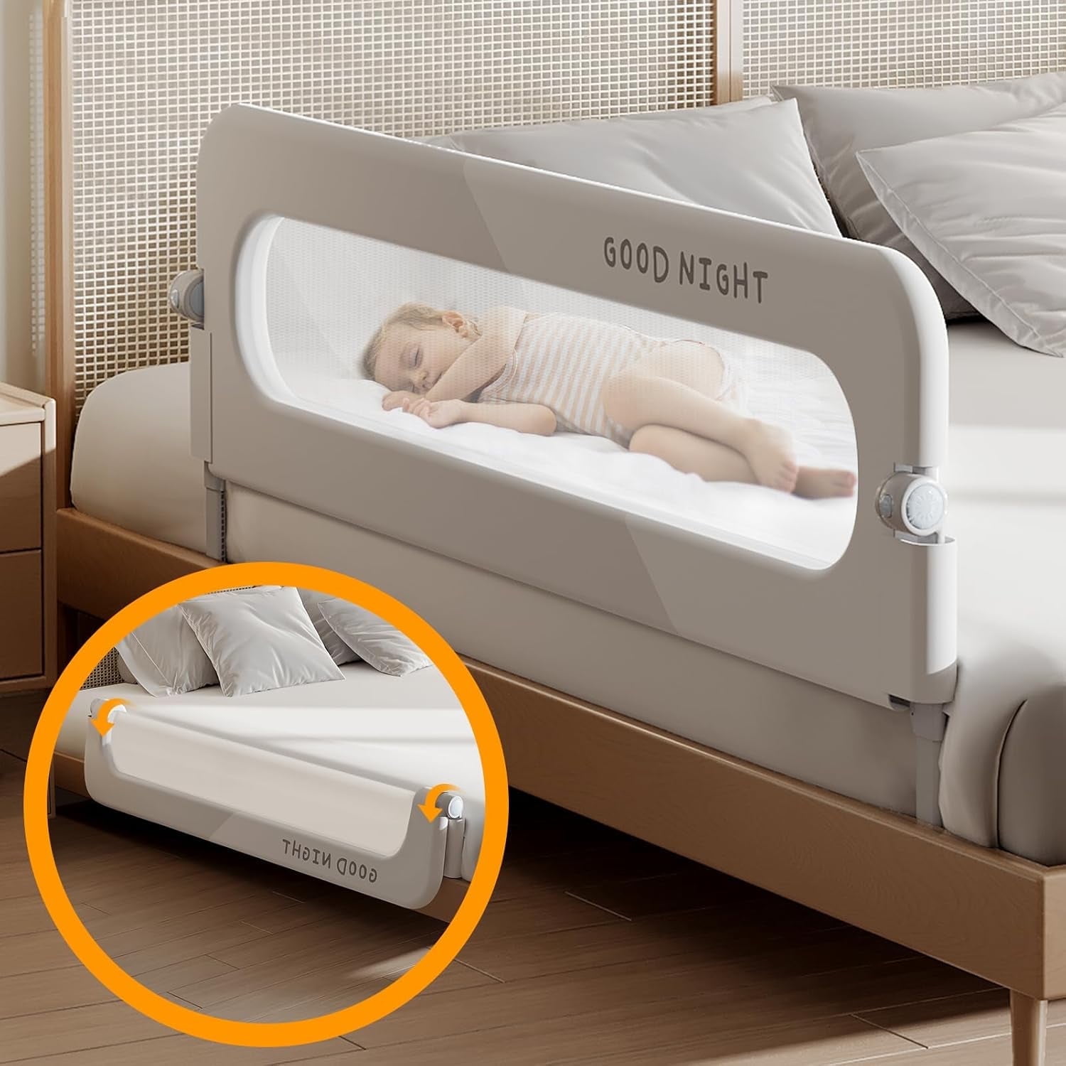 vikua 32in Baby Safety Rails Height Adjustable Bed Guardrail for ...