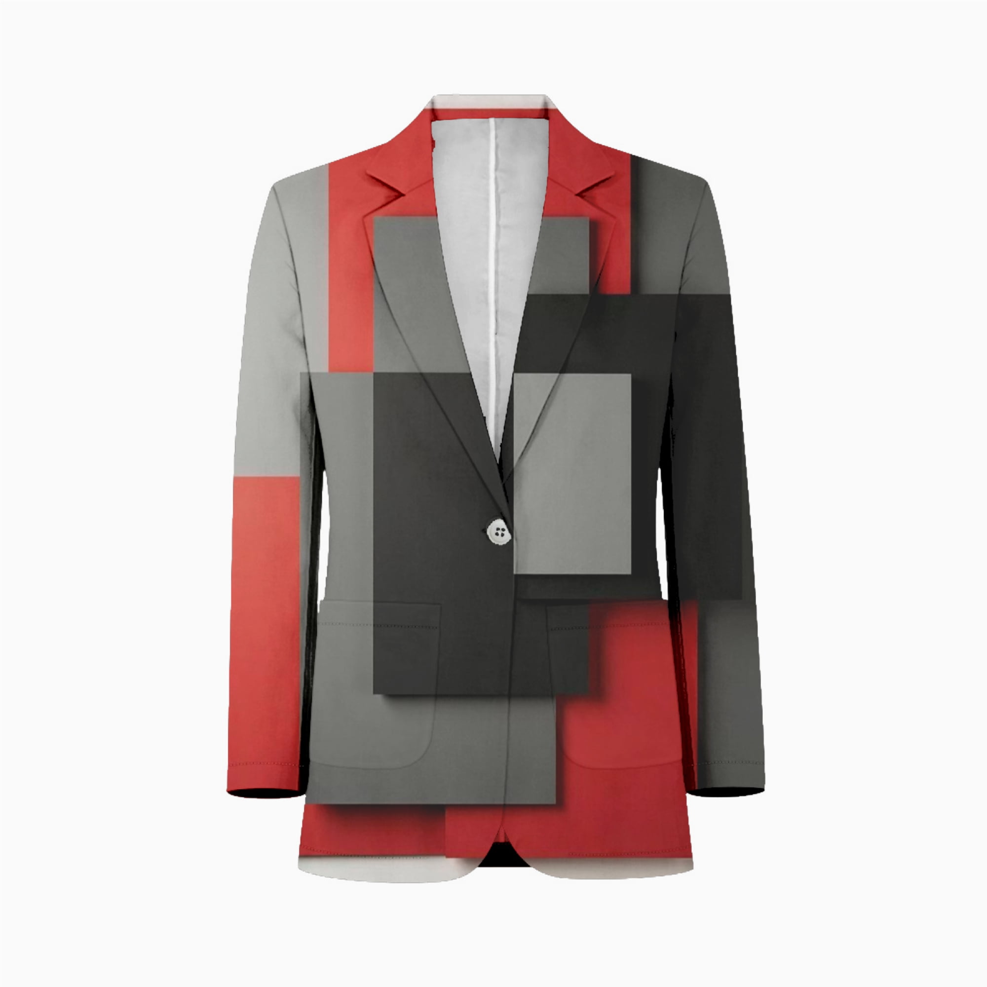 vinatge Geometric abstract art gray black red Mens Suits Shawl Collar ...