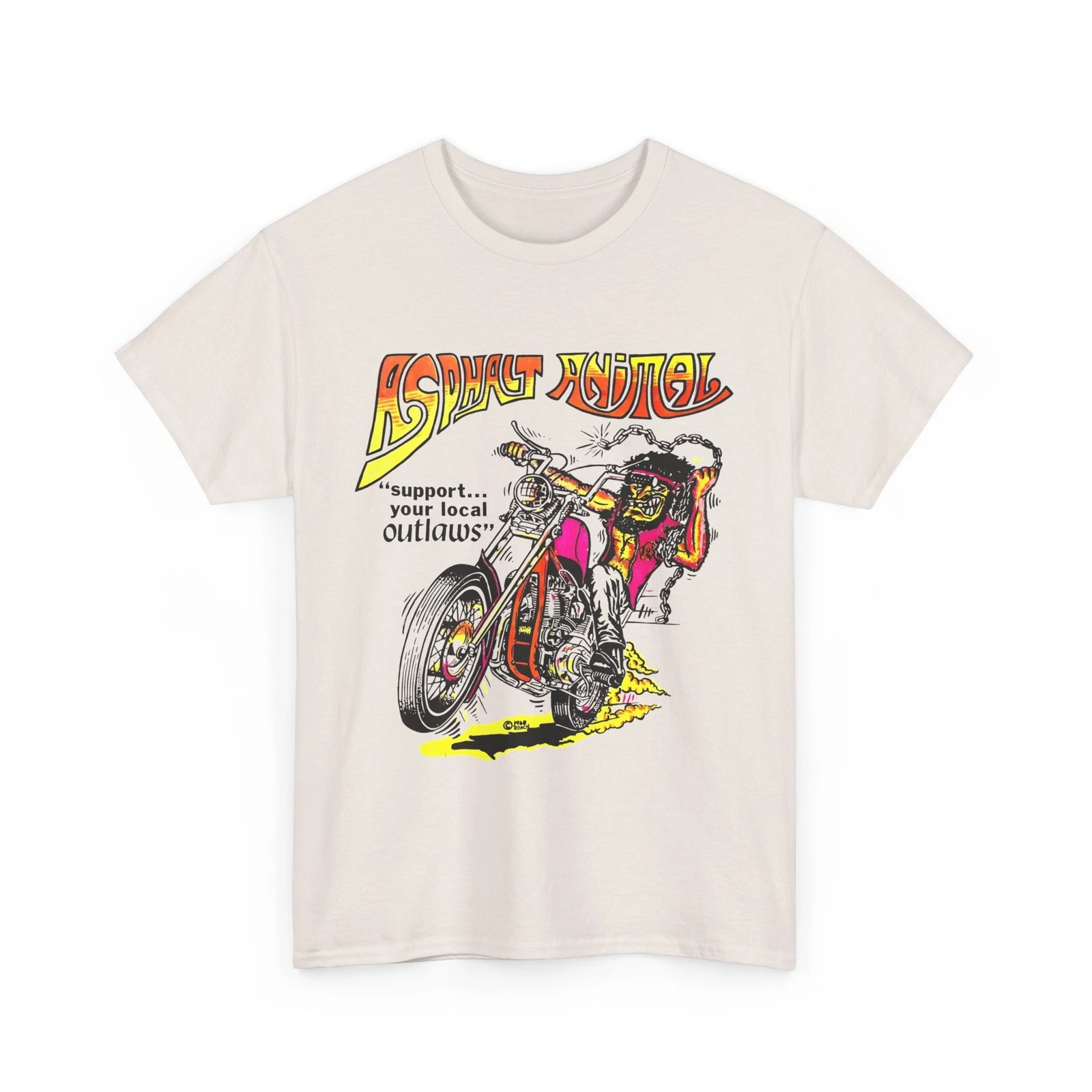 vintage 1967 asphalt animal outlaw mototcycle graphic reproduction ...