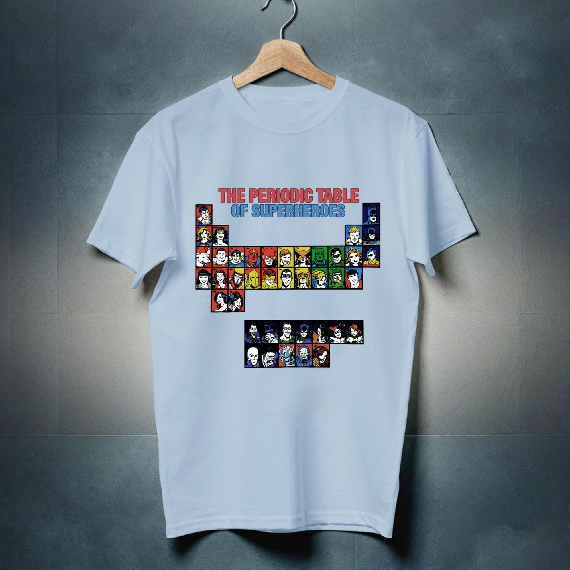 vintage DC Comics Periodic Table Of Super Heroes Adult T-Shirt-TH23329 ...