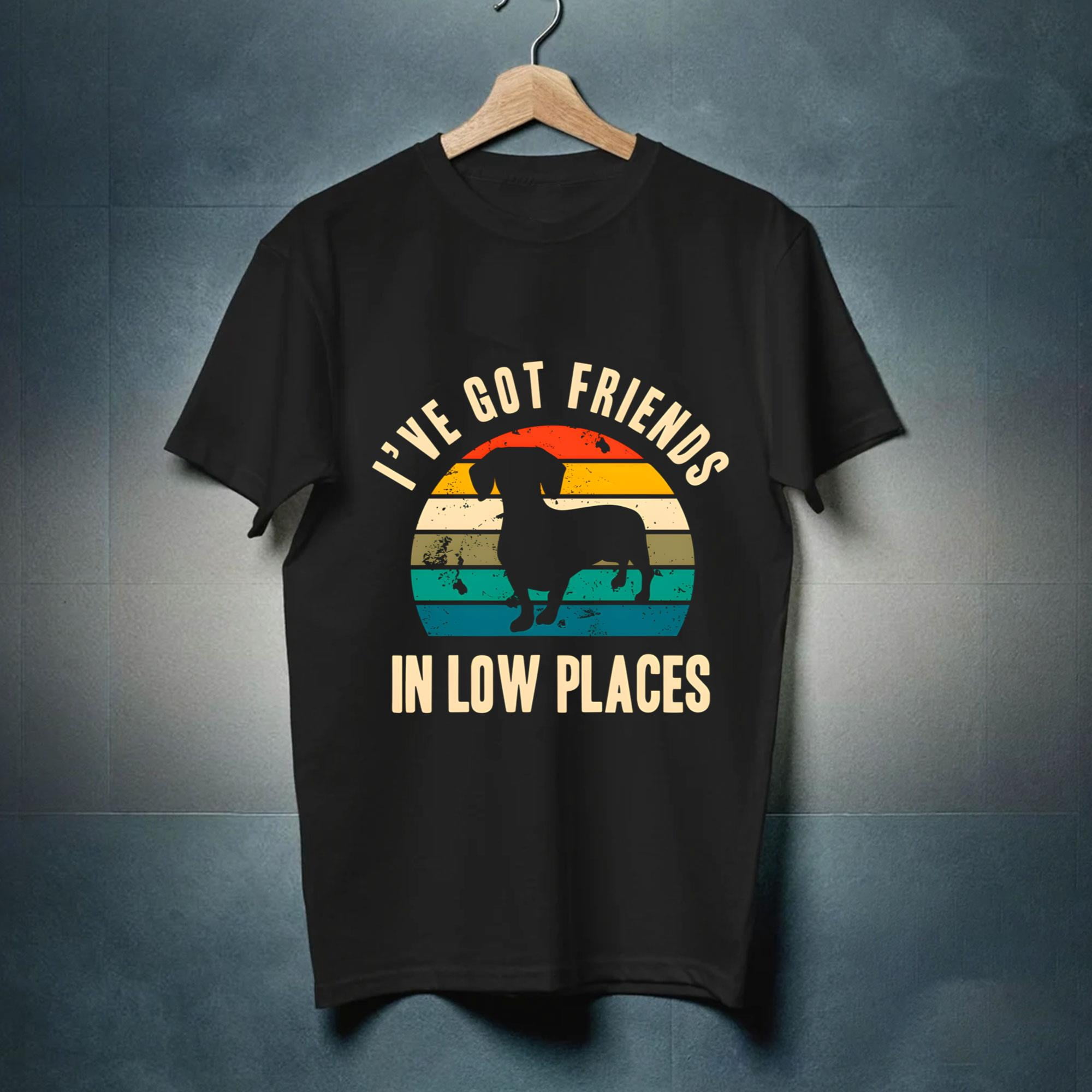 vintage I've Got Friends In Low Places Funny Dachshund Apparel T-Shirt ...