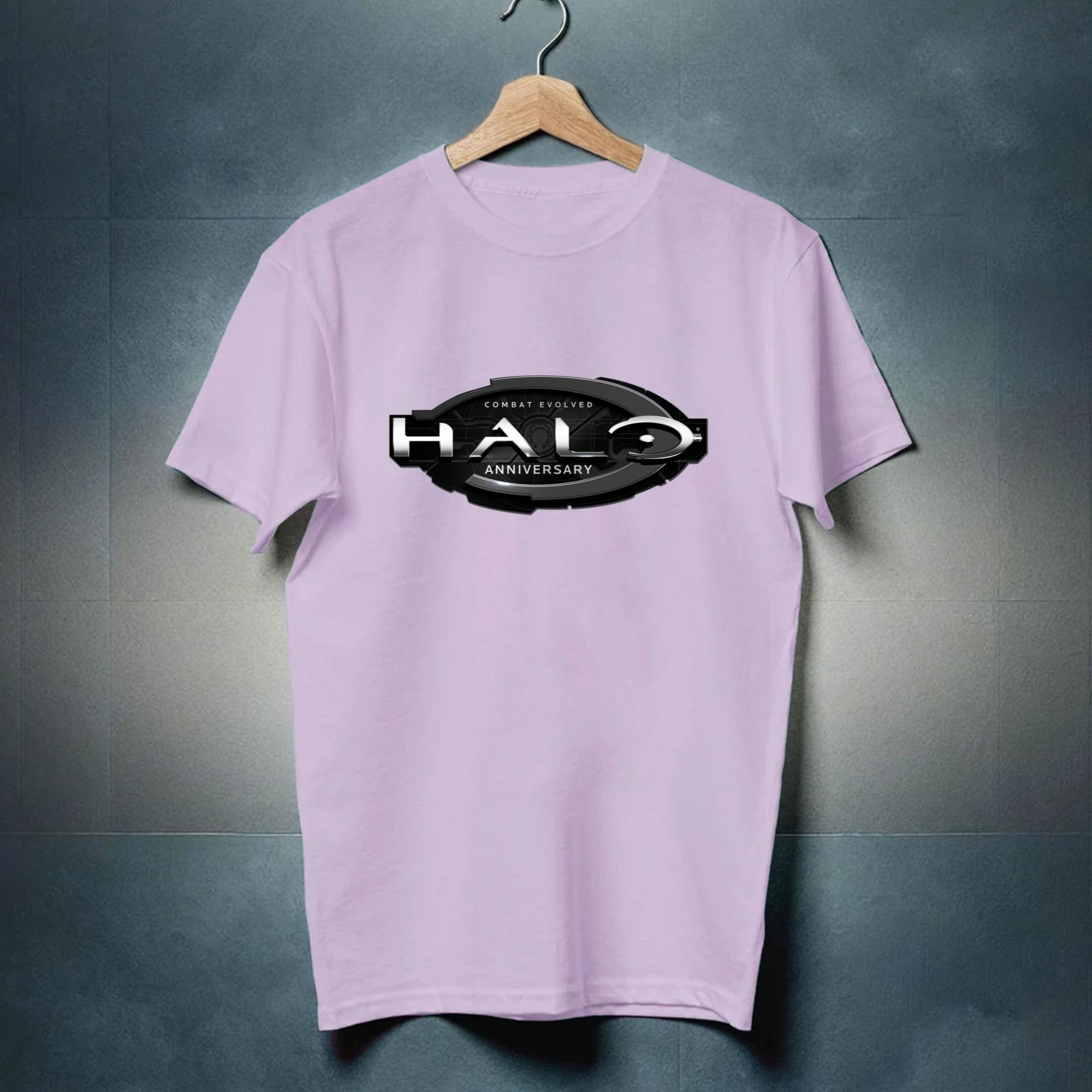 vintage Halo Anniversary Logo, vintage marketing campaign tee, black ...