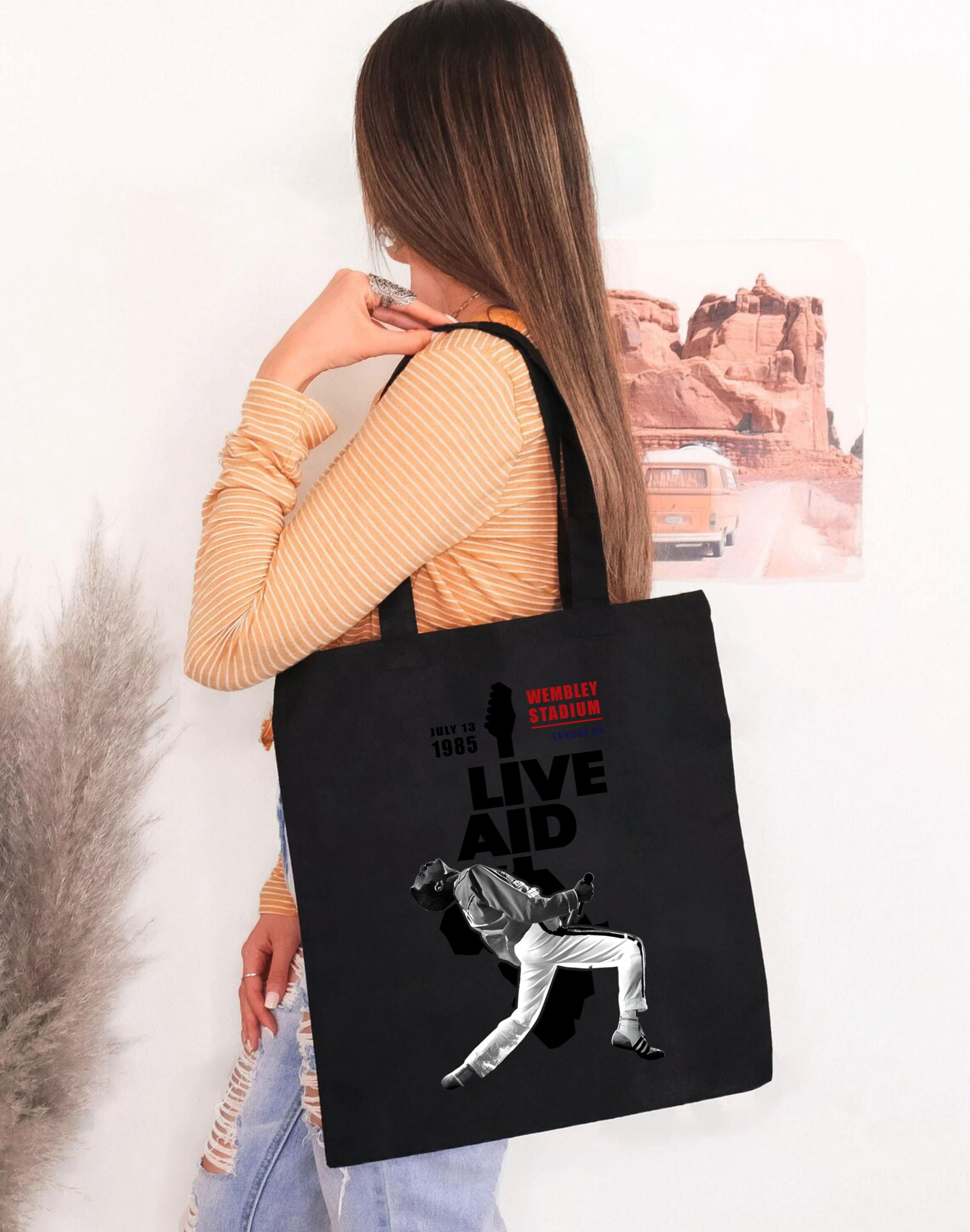 vintage Live Aid Wembley Stadium Queen Great Rock Band Poster T Bag ...