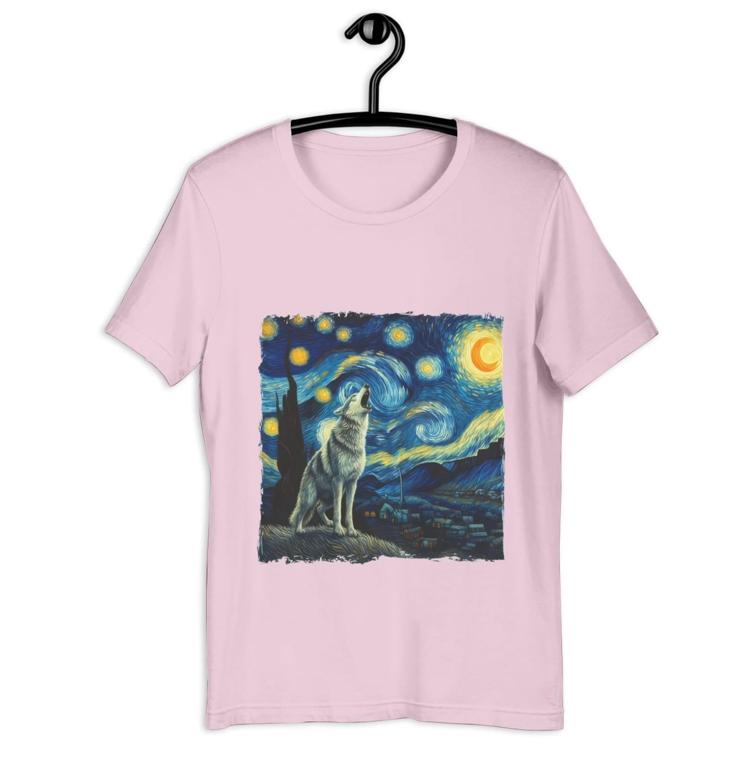 vintage Lone Wolf Night Sky Shirt Starry Night-Inspired Art Tee Mystical Wolf Lover Gift for ...