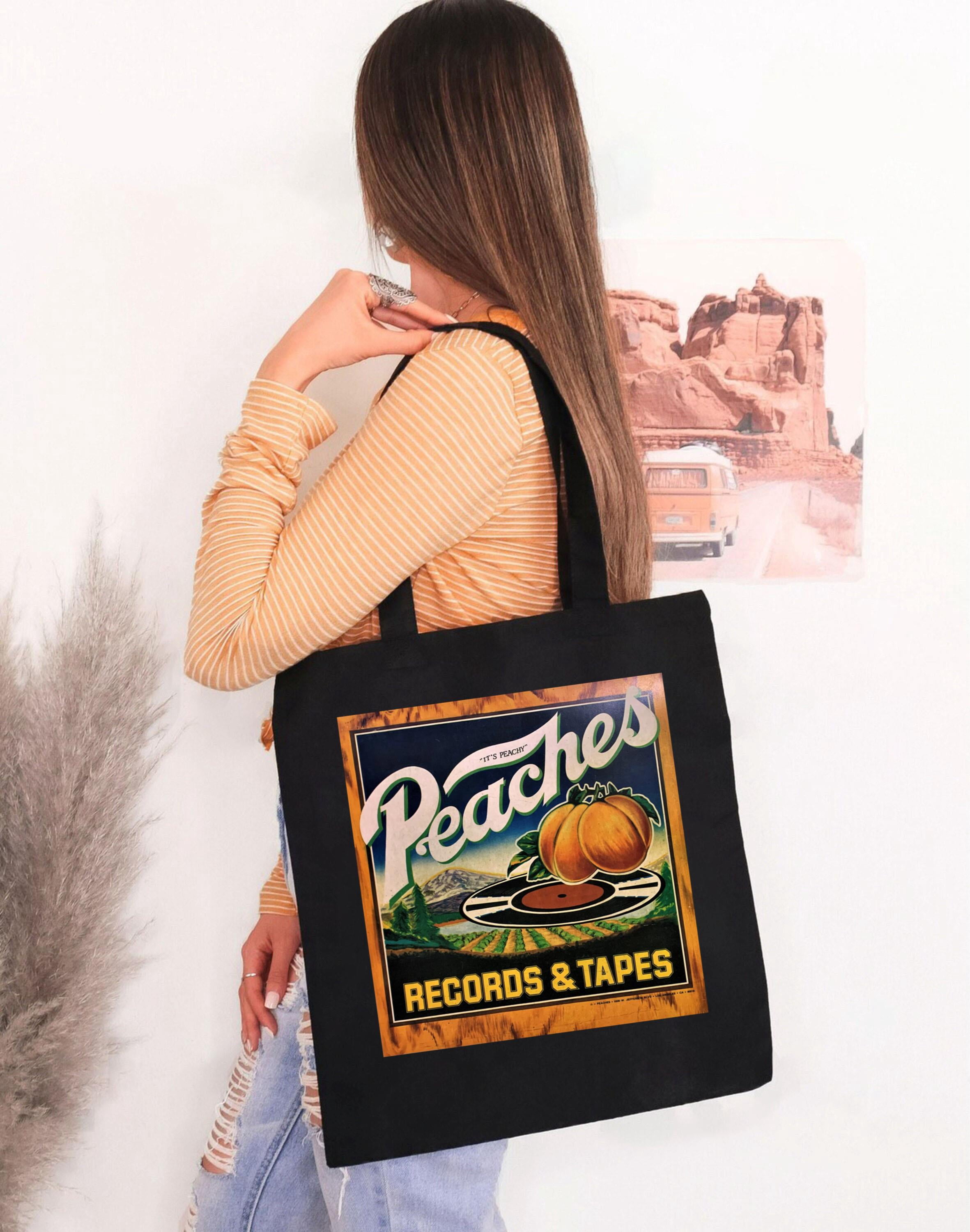 vintage Peaches Records BLACK Bag , Records And Tapes TBag, 70s T Bag ...
