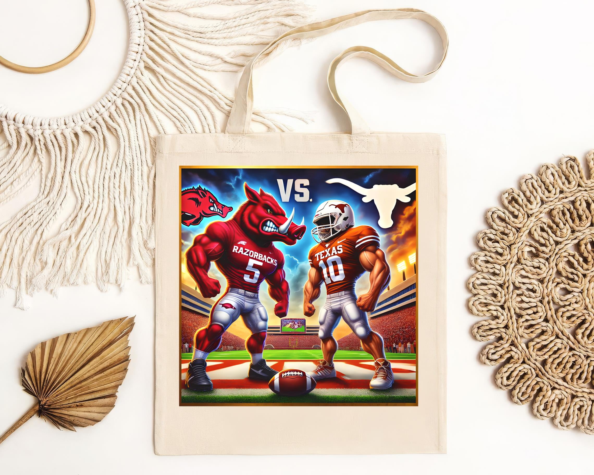 vintage Razorback Vs Longhorn Mascot Rivalry T-Bag - Copy-TH20244 ...