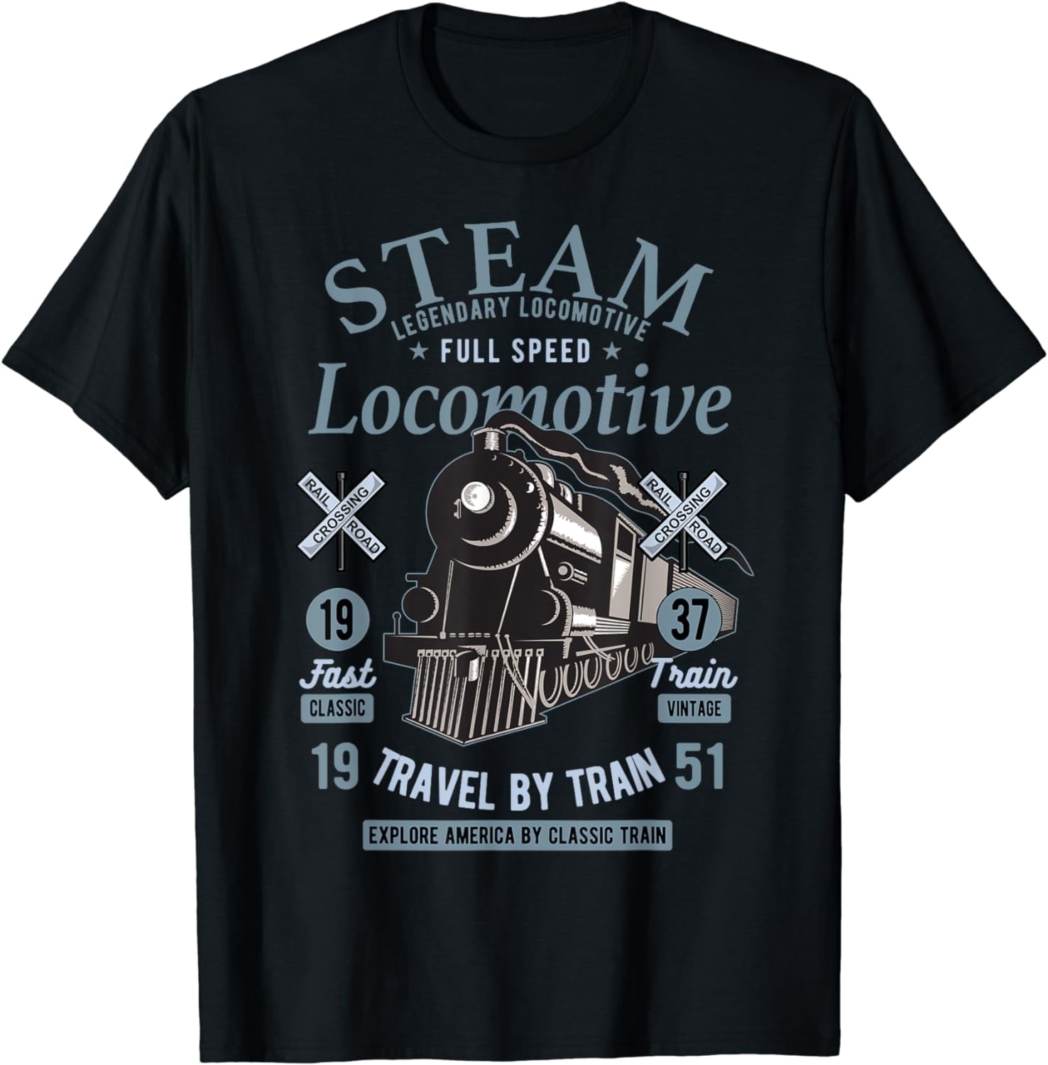 vintage Steam Locomotive railroad train T-Shirt - Walmart.com