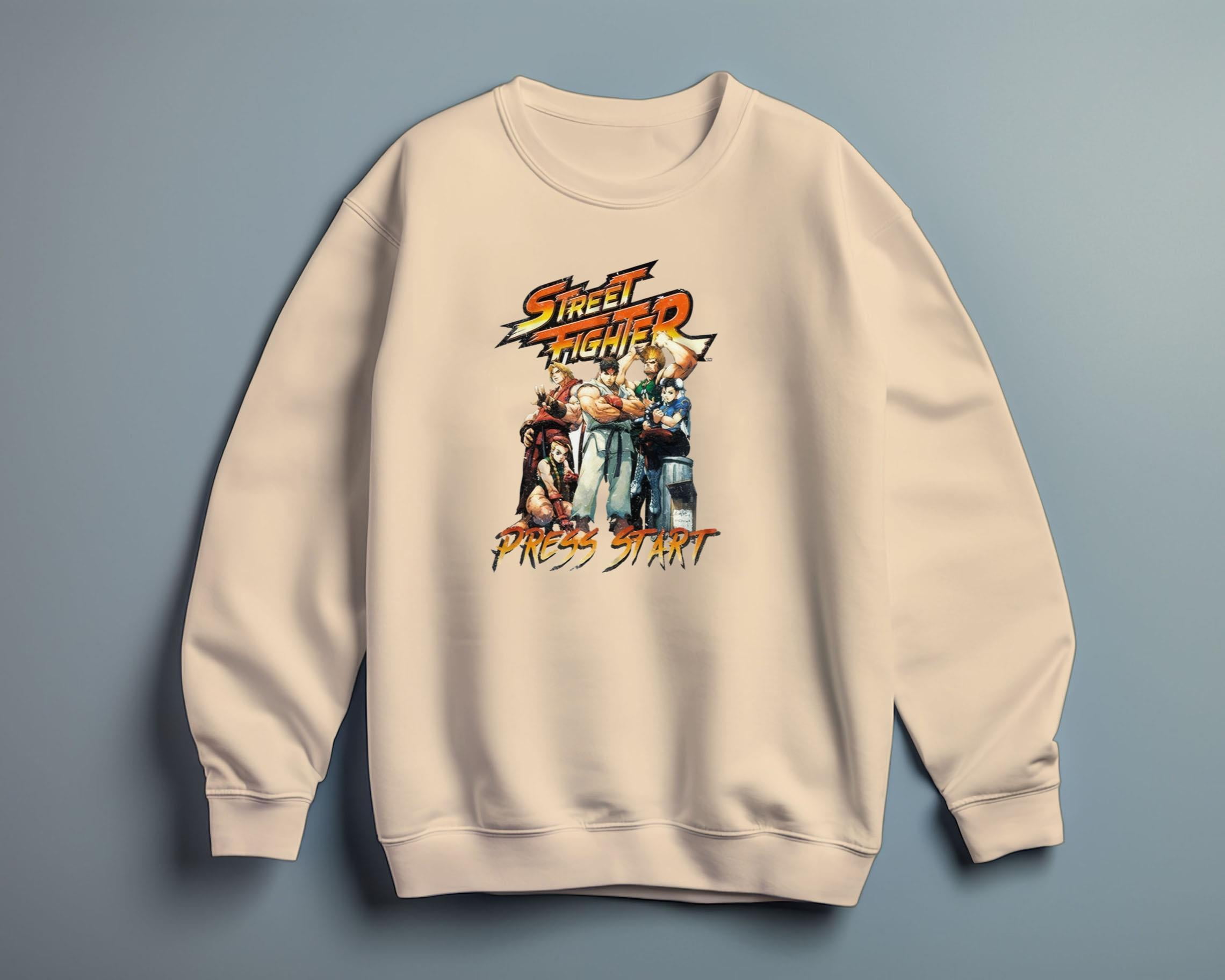 vintage Street Fighter Men's T-shirt Press Start Graphic Tee Fighting ...