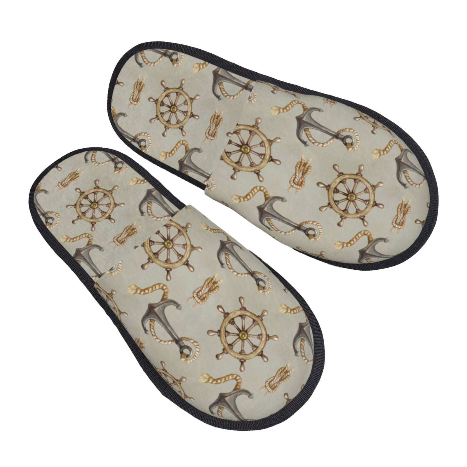 vintage anchor rope rudder retro House Slippers for Women Indoor, Fuzzy ...