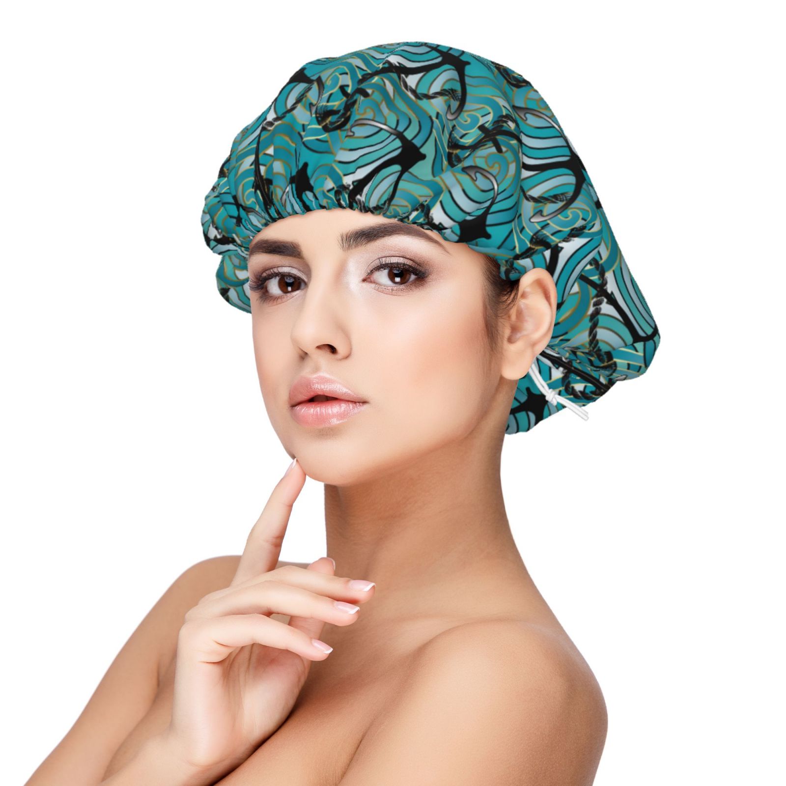 vintage anchors rope waves green Silk Bonnet for Sleeping Women Men ...