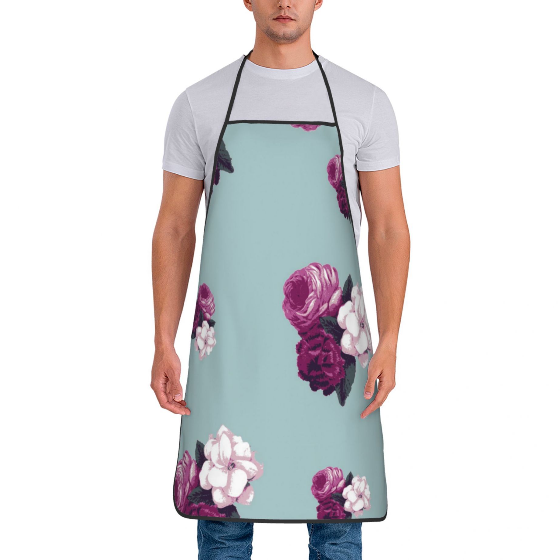 vintage floral roses wallpaper Aprons for Women Men Waterproof Apron ...