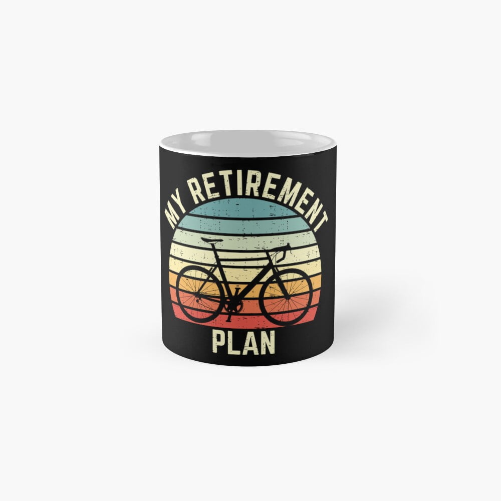 vintage retro sunset distressed graphic funny cycling my retirement ...