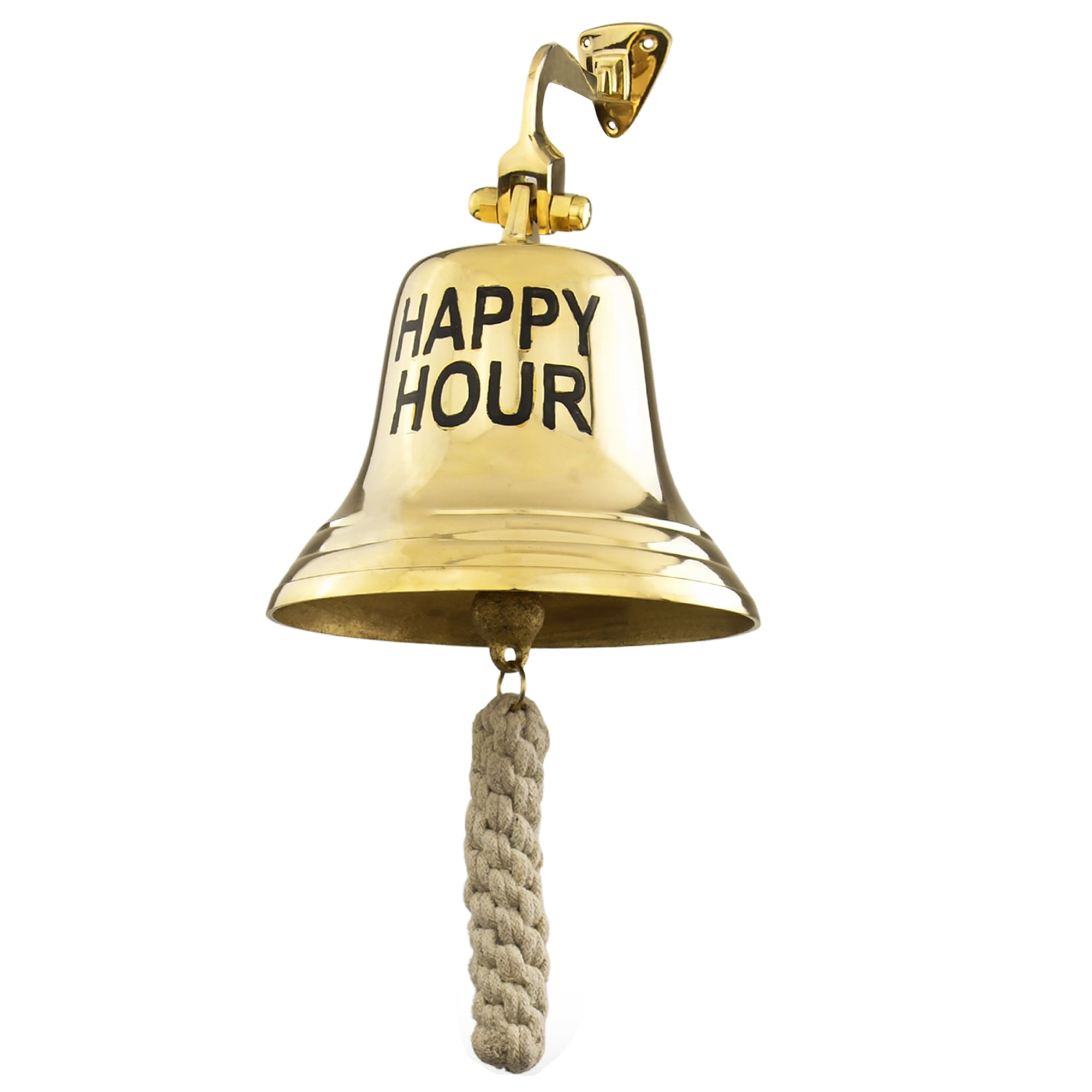Large Happy Hour Brass Bell Hanging Outdoor Home Bar Wall Decor ...