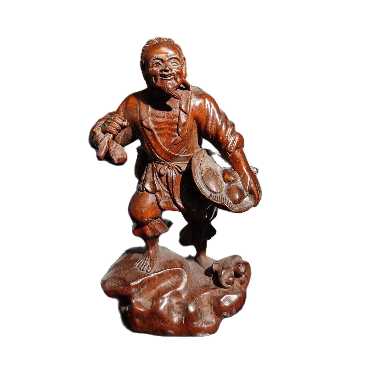 vintage wood wooden carved carving figure statue statuette fisherman ...