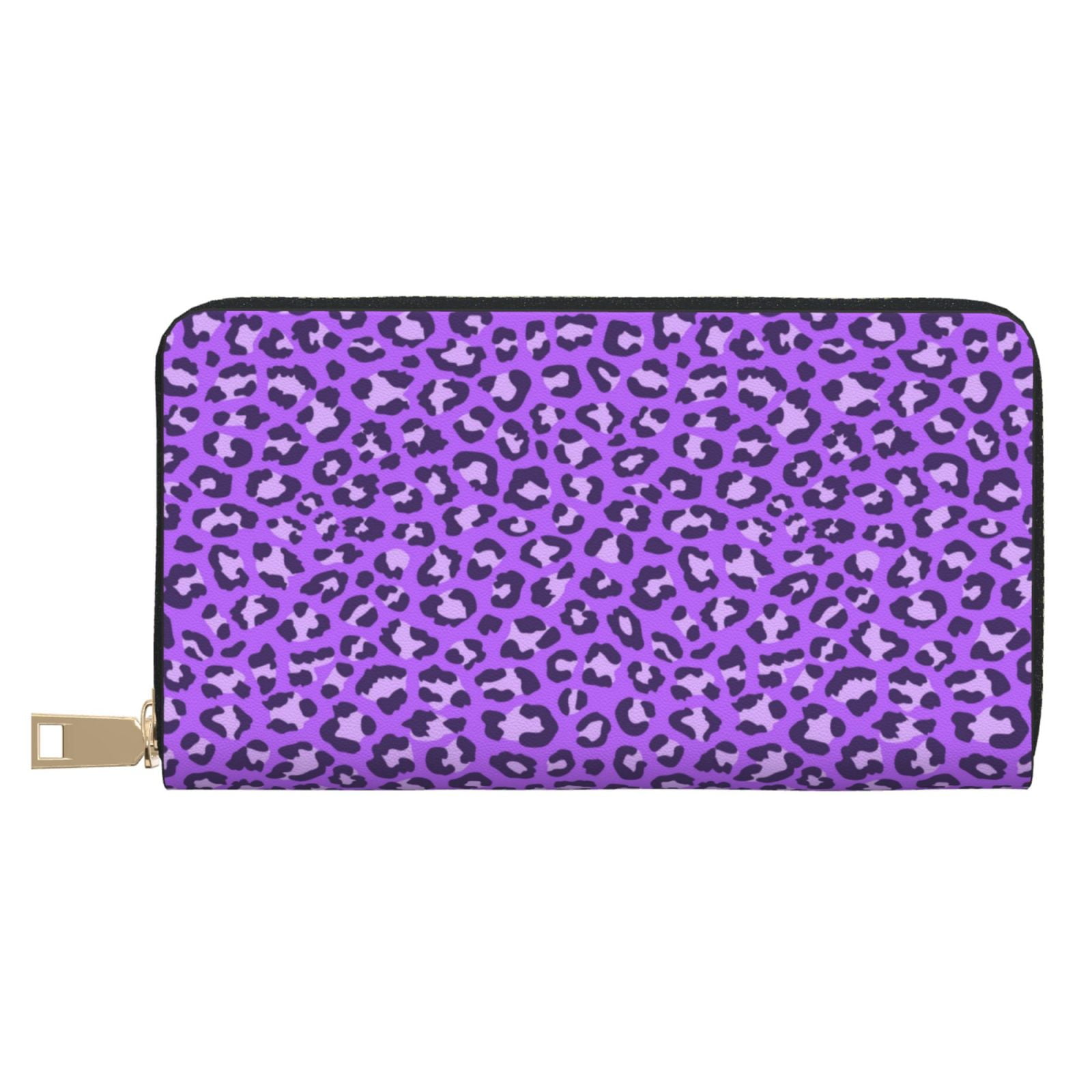 violet leopard purple Wallet Women, Leather Bifold Multi Card Wallet ...