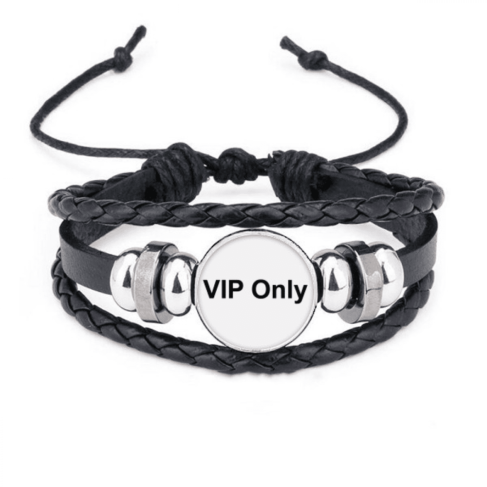 vip only black symbol pattern bracelet braided leather woven wristband ...