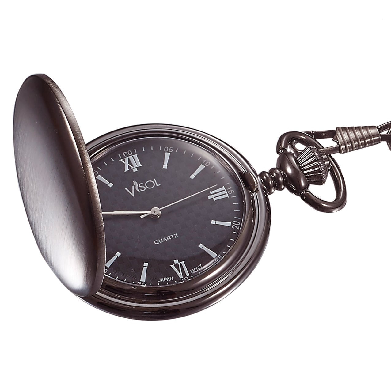 visol benson brushed gunmetal japanese quartz pocket watch - Walmart.com