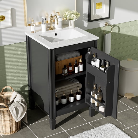 Dextrus 36" Wall Mounted Bathroom Vanity with Undermount Ceramic ...