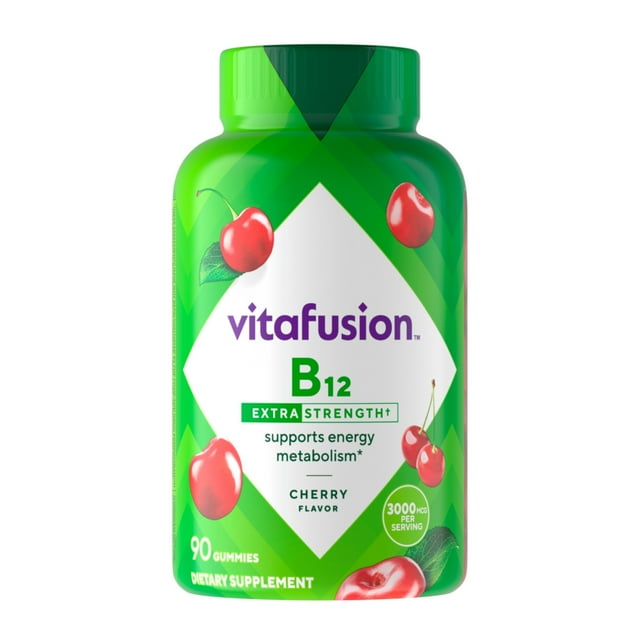 Vitafusion Extra Strength Vitamin B12 Gummies, Cherry Flavor, Energy ...