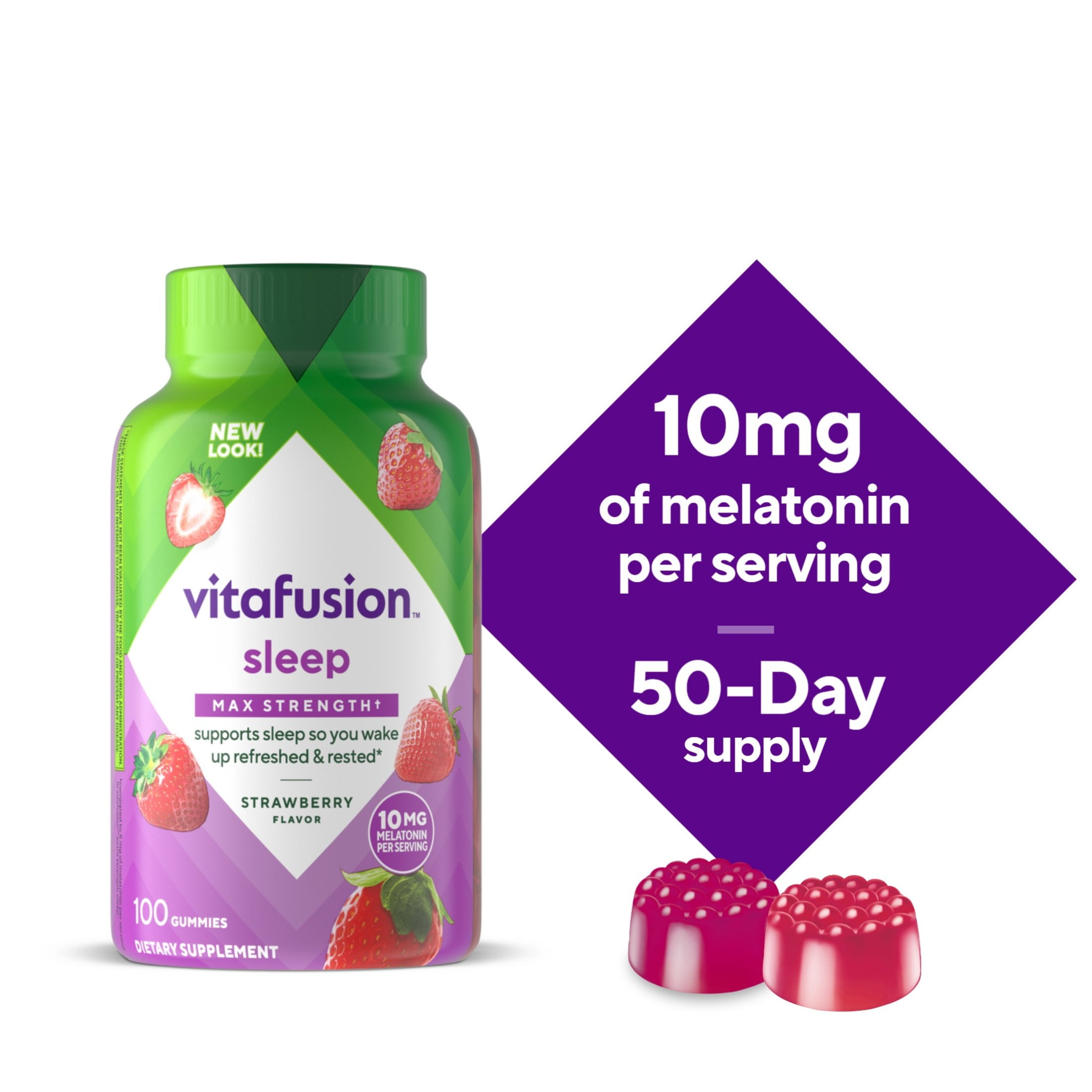 vitafusion Max Strength Melatonin Sleep Aid Gummy Supplements ...