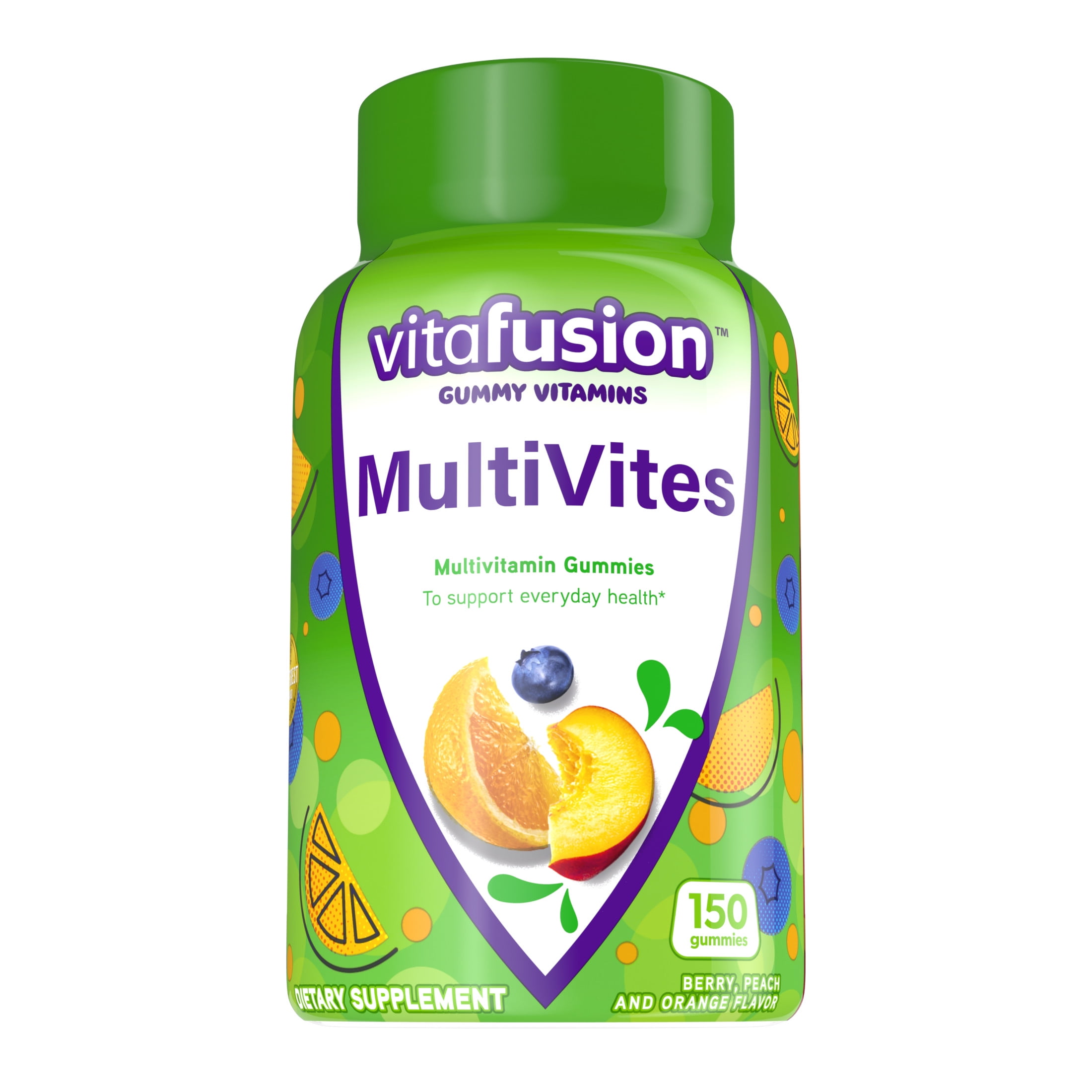 vitafusion MultiVites Gummy Multivitamins for Adults, Berry, Peach and ...