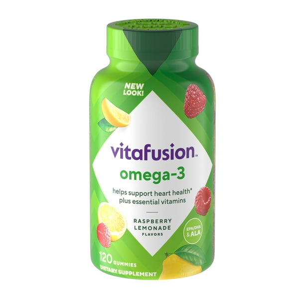 vitafusion Omega-3 Gummy Vitamins, Berry Lemonade Flavor Heart Health ...