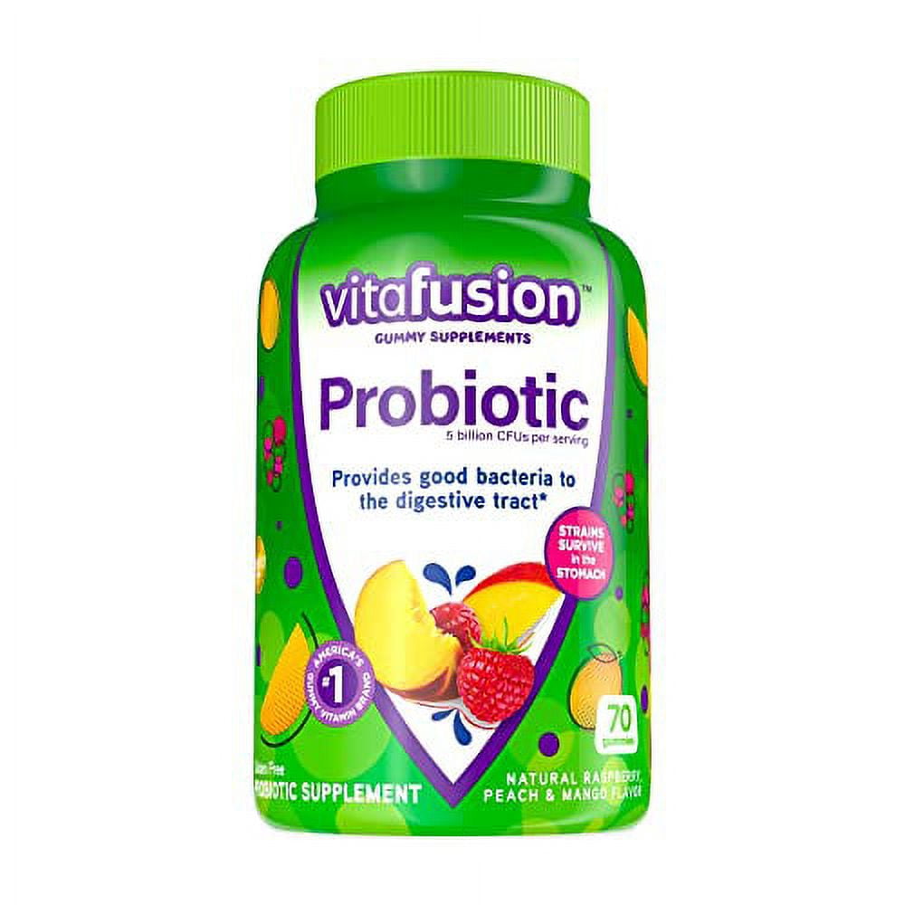 vitafusion Probiotic Gummy Supplements, Raspberry, Peach and Mango ...