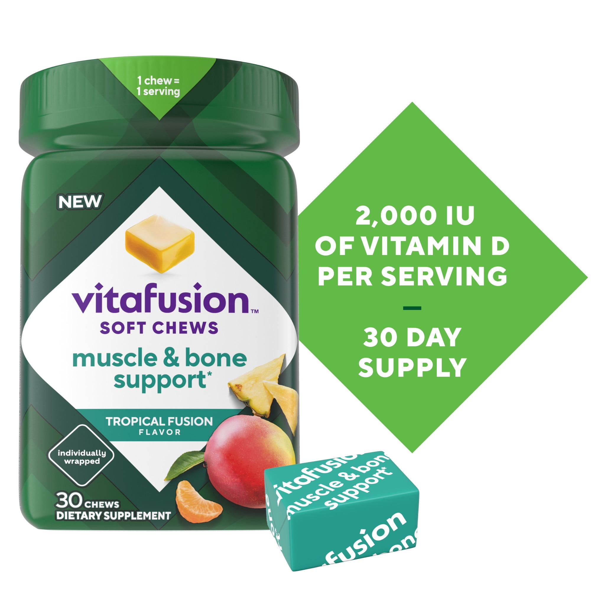 vitafusion Soft Chews Muscle & Bone Support(1), Tropical Fusion, 30 ...