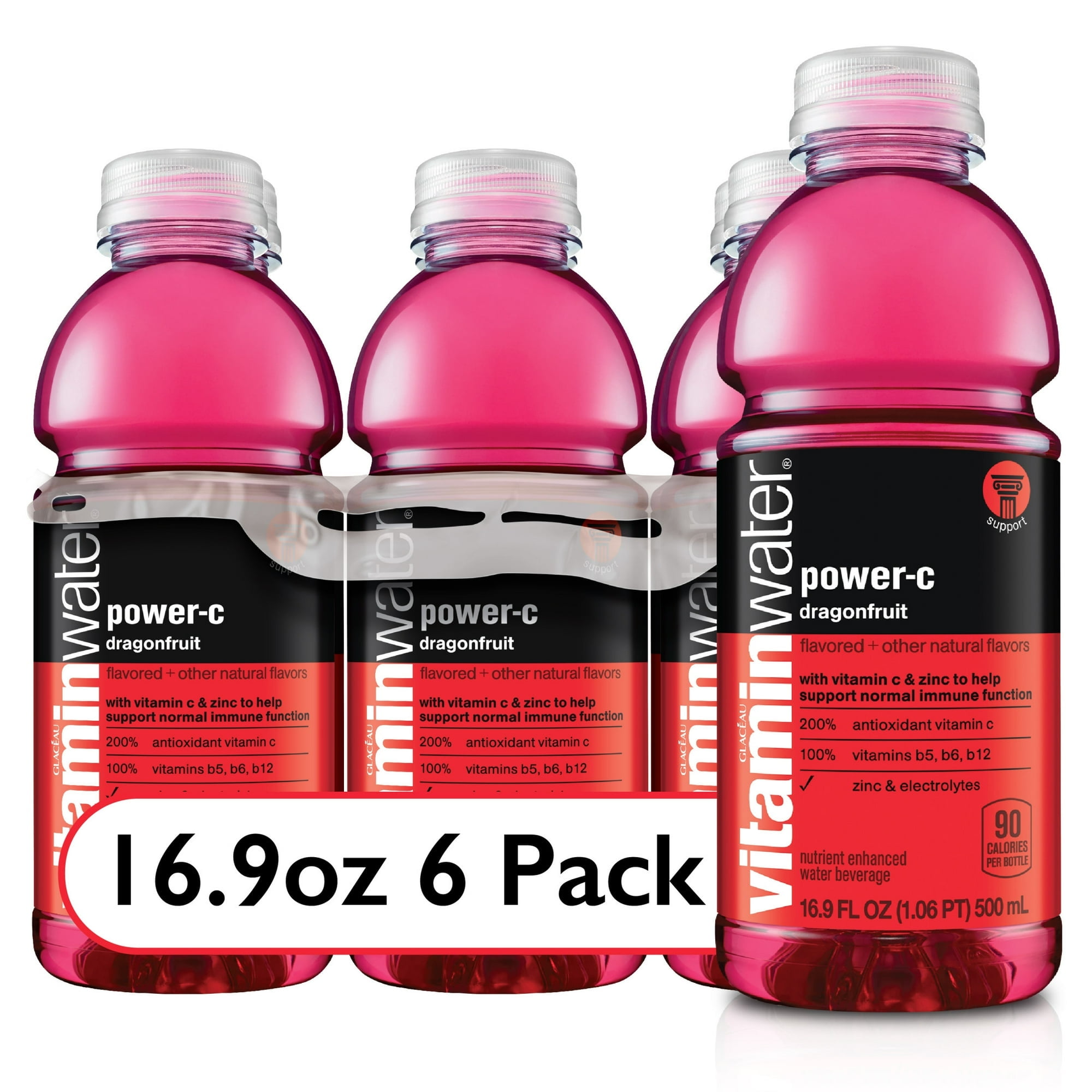 vitaminwater Power-C Dragonfruit Flavored Water Beverage, 16.9 fl oz, 6 ...