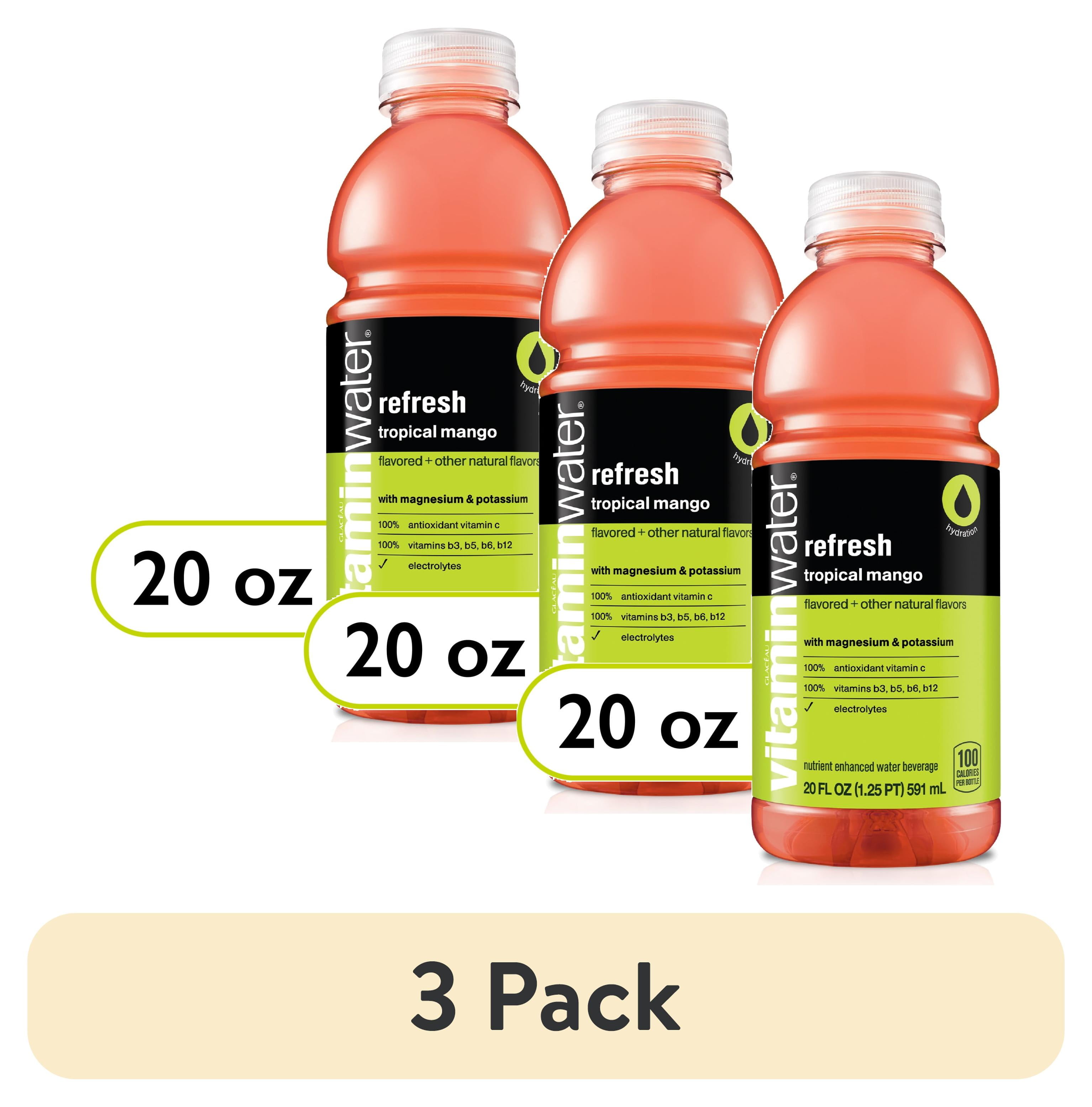 (3 pack) vitaminwater Refresh Tropical Mango Flavored Water Beverage ...