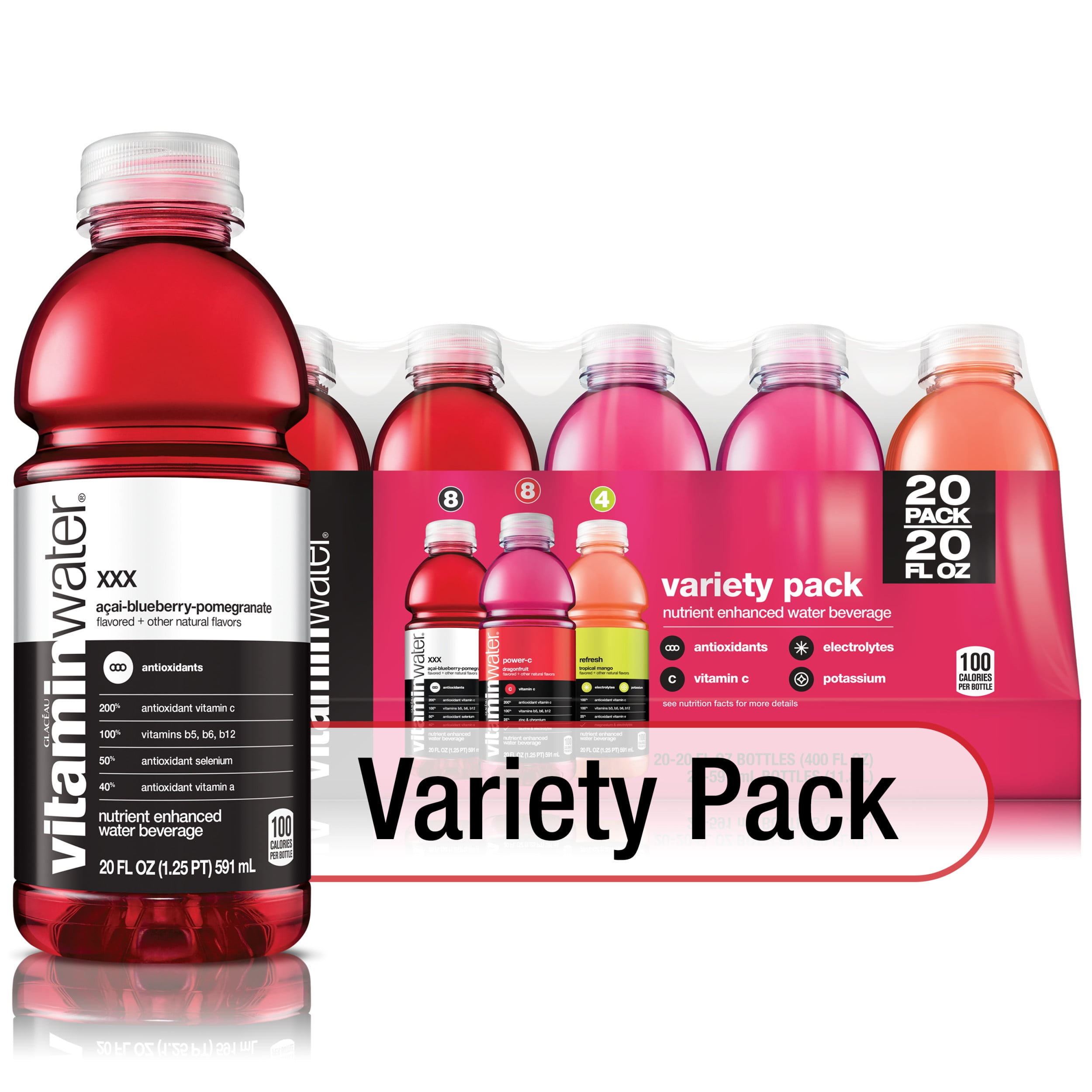 Vitaminwater, Nutrient Enhanced Water Variety Pack, 20 fl oz - 20 Pack ...