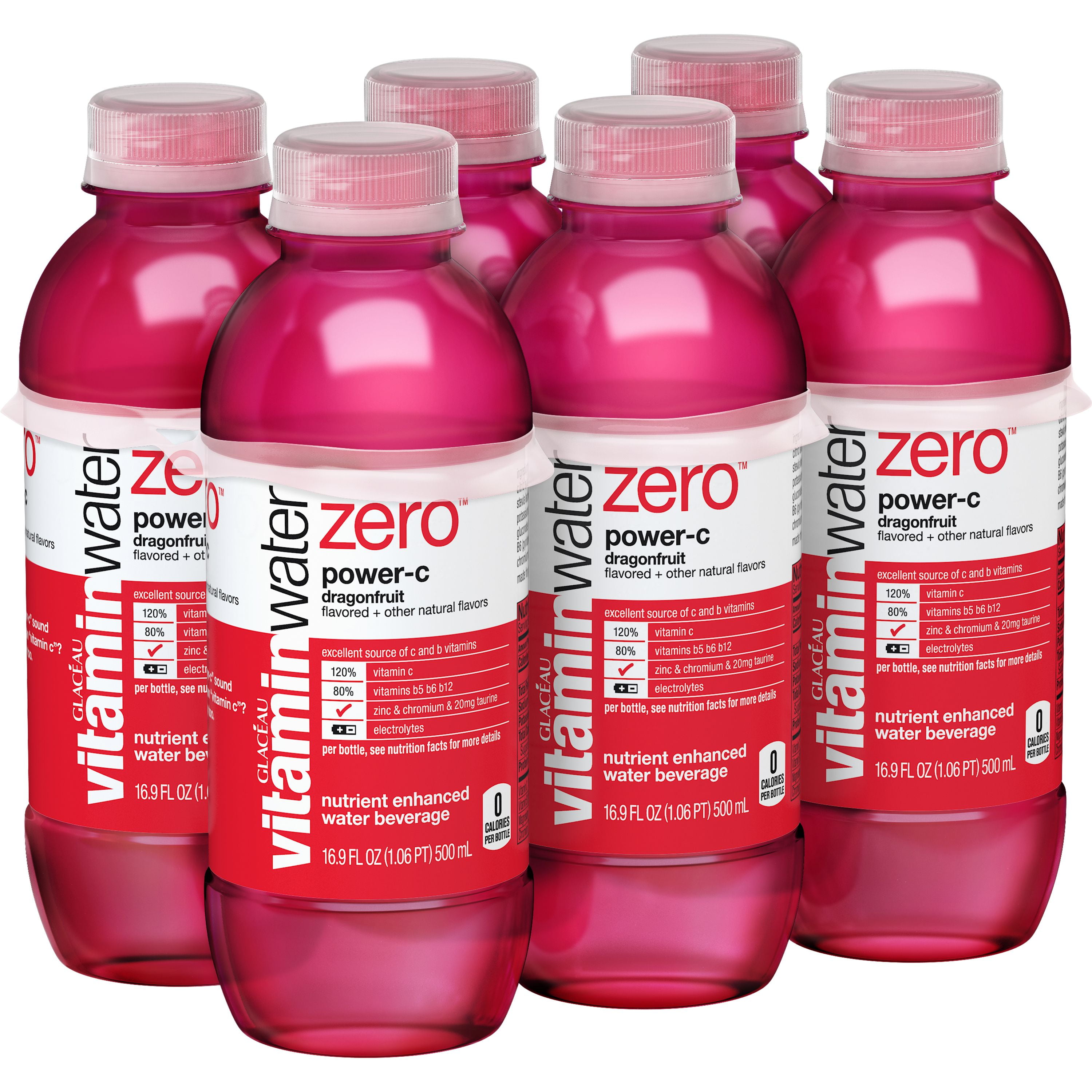 Vitaminwater Zero, Power-C, 16.9 Fl Oz, 6 Count - Walmart Business Supplies