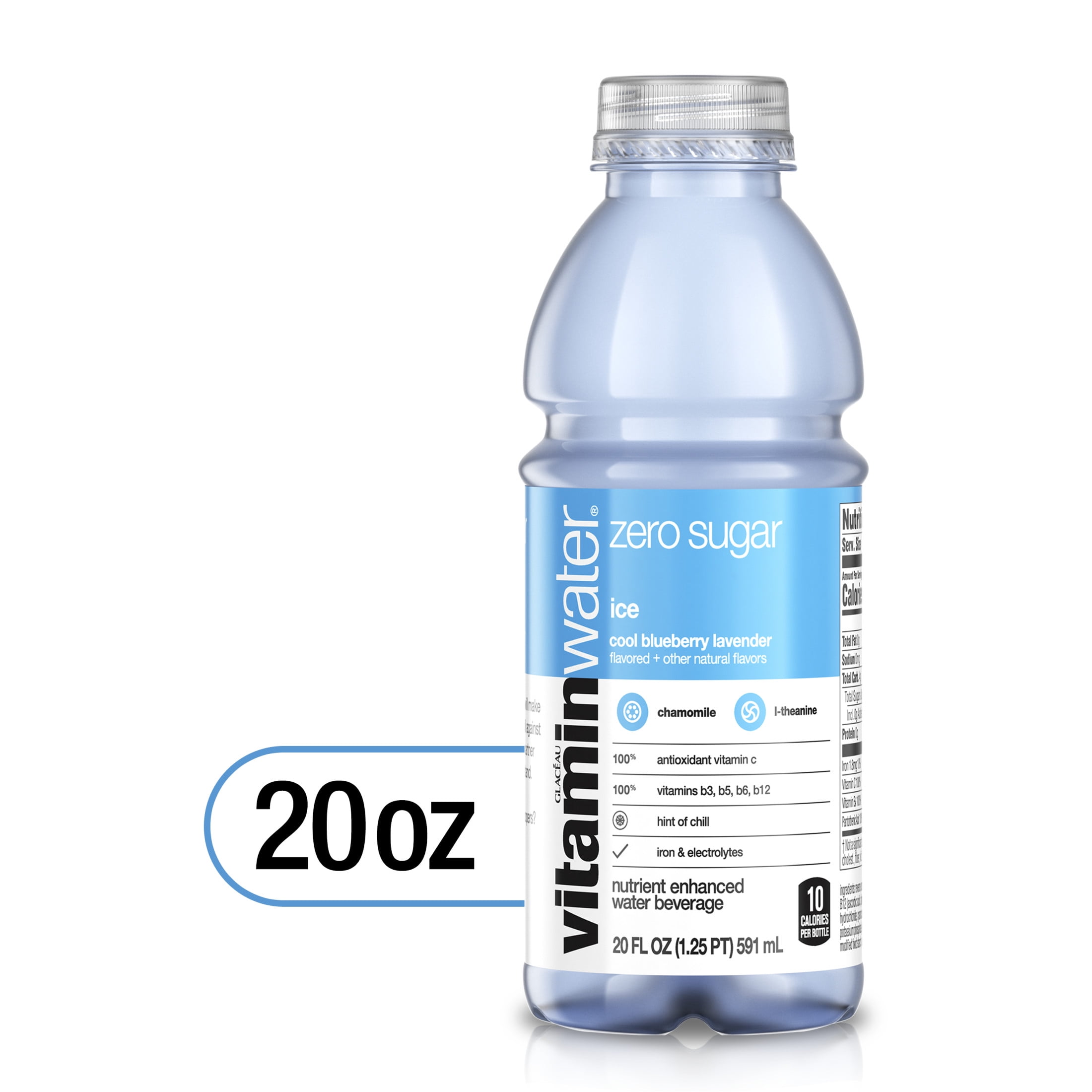 vitaminwater zero sugar ice electrolyte enhanced water, blueberry ...