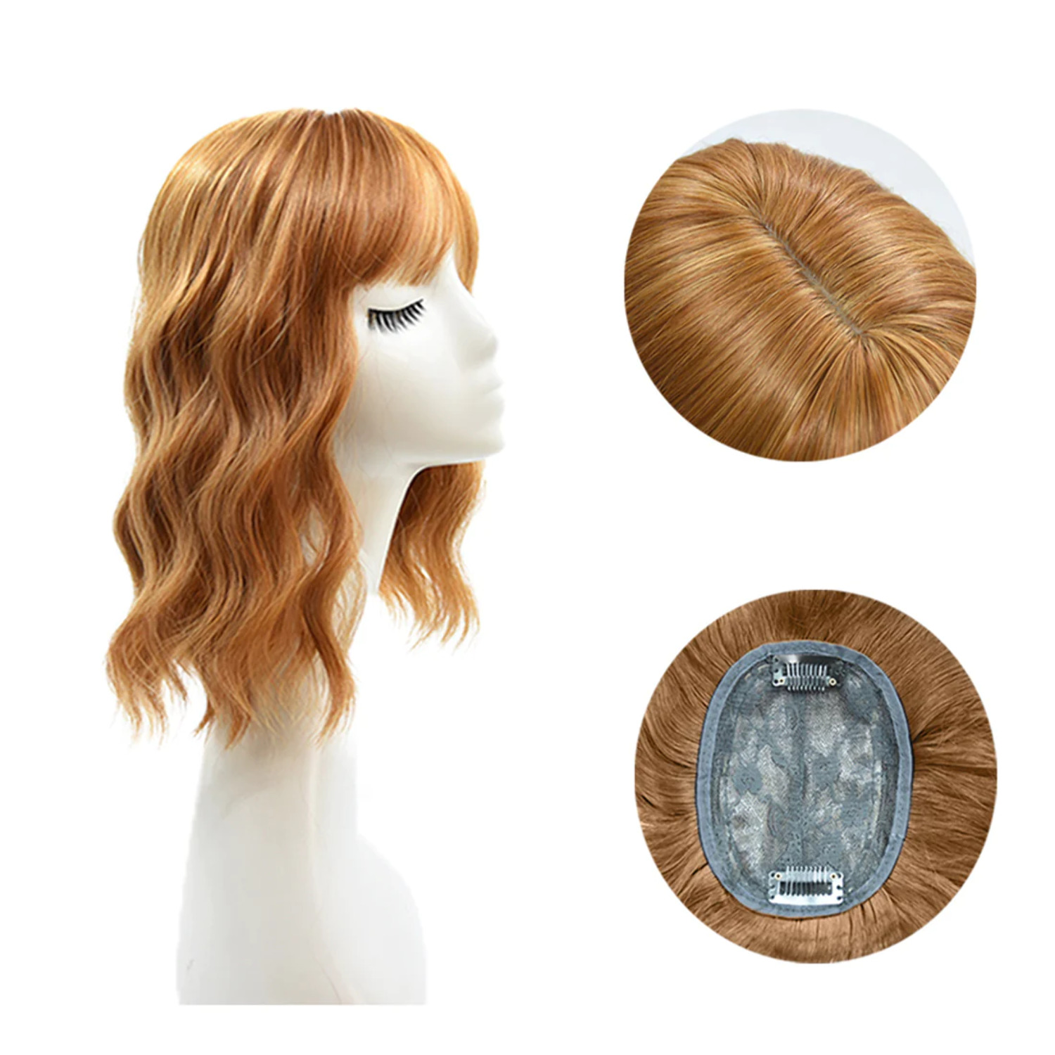 viviaBella Dark Brown Loose Water Wavy Hairpiece Clip in Fluffy Topper ...