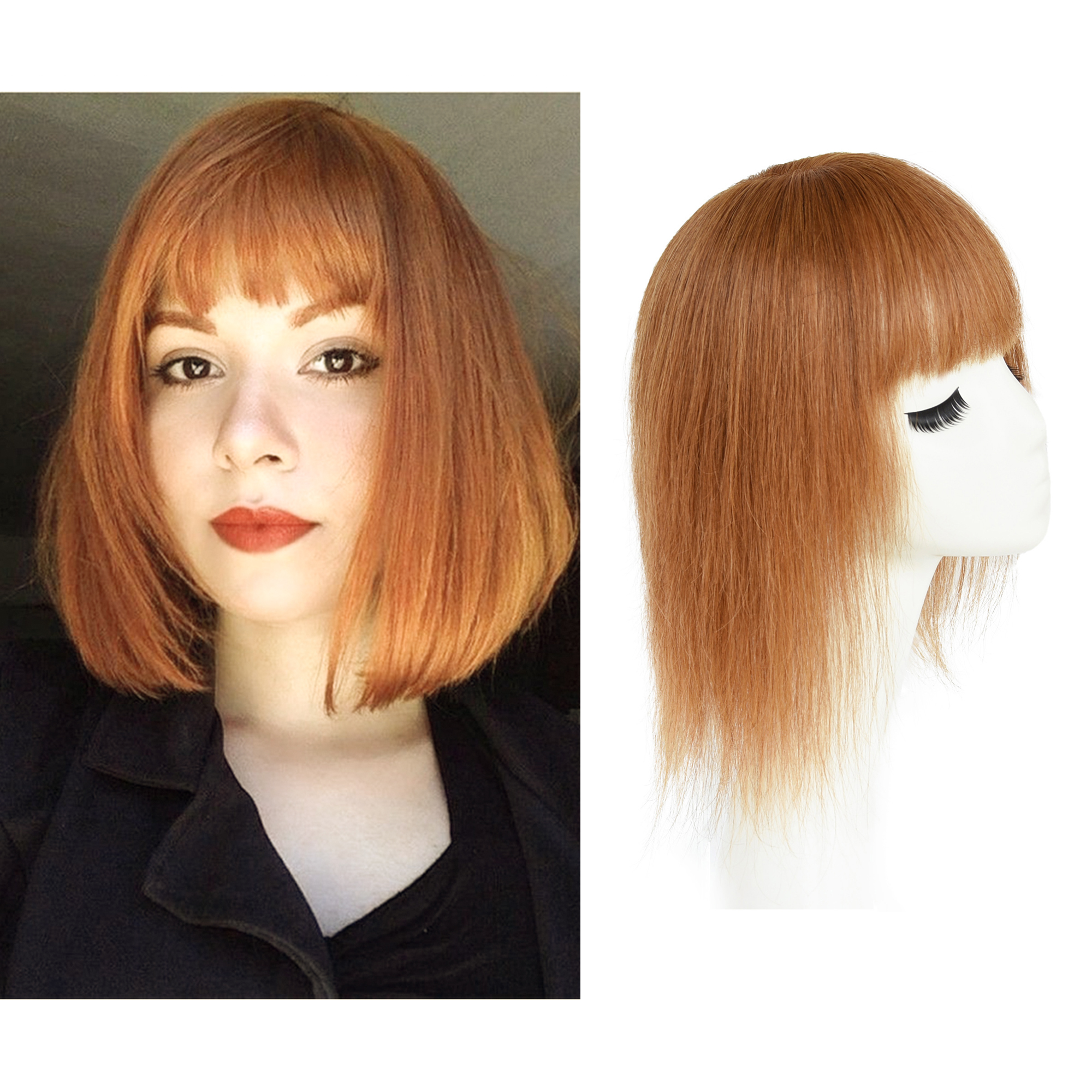 viviaBella Human Hair Topper - 5.1" x 5.1" Clip-In & Seamless Solution ...