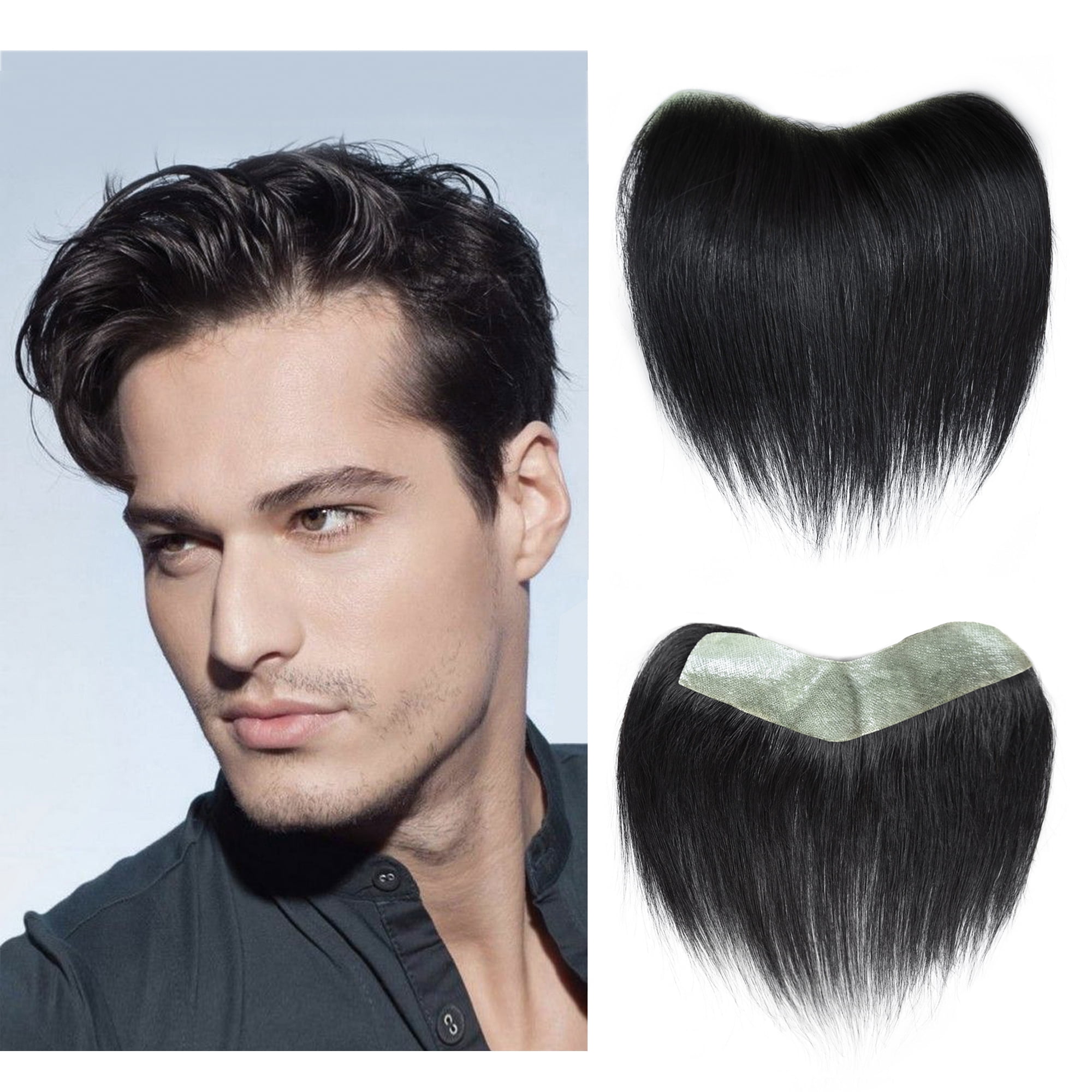 viviabella Frontal Hairpiece for men Natural Black Hair Extension ...