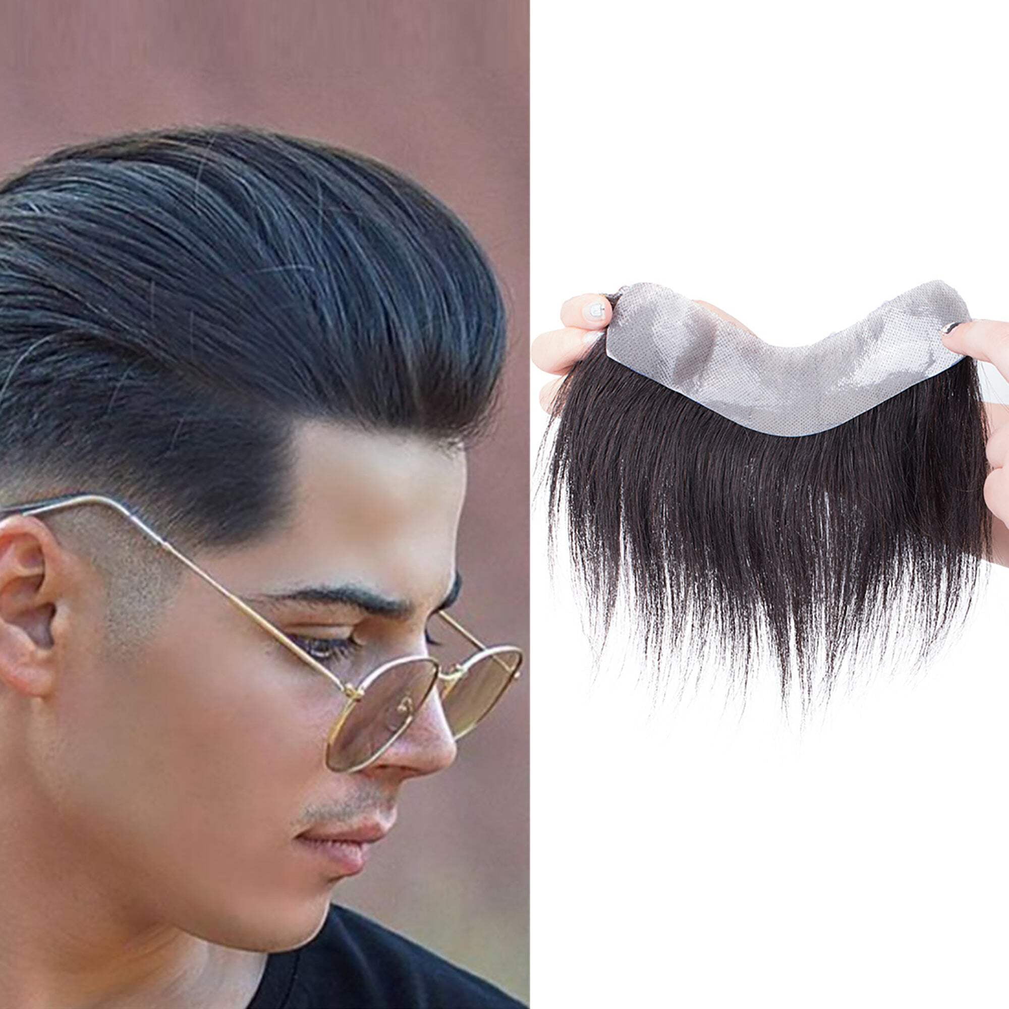 Free Shipping! viviabella Frontal Hairpiece for men Natural Black Hair ...