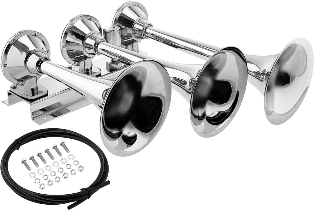 Vixen Horns Train Horn for Truck/Car. 3 Air Horn Chrome Plated Heavy ...