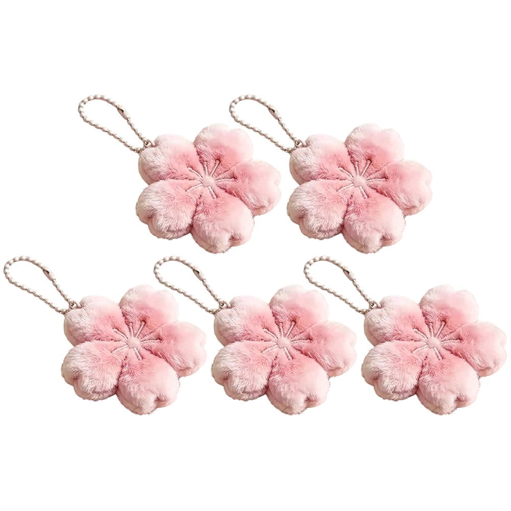 vlrwzc 5-Piece Plush Cherry Blossom Keychain Set, Pink Flower Bag ...